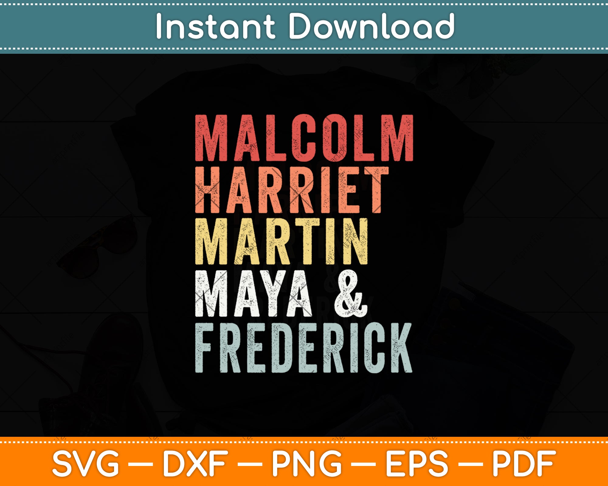 Malcolm Harriet Martin Maya Frederick Black Leaders Svg Cutting File ...