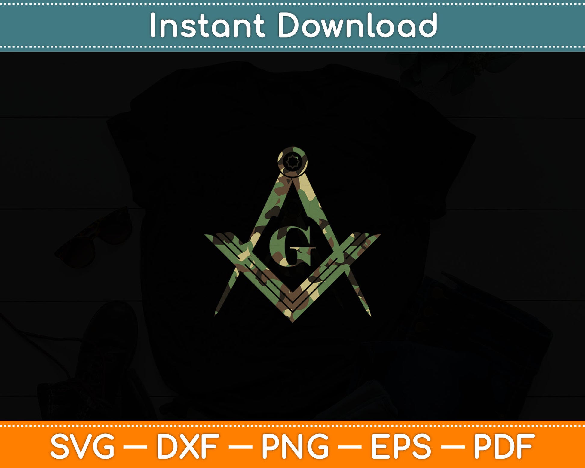 Masonic Camo Square and Compass - Freemason Svg Digital Cutting File ...