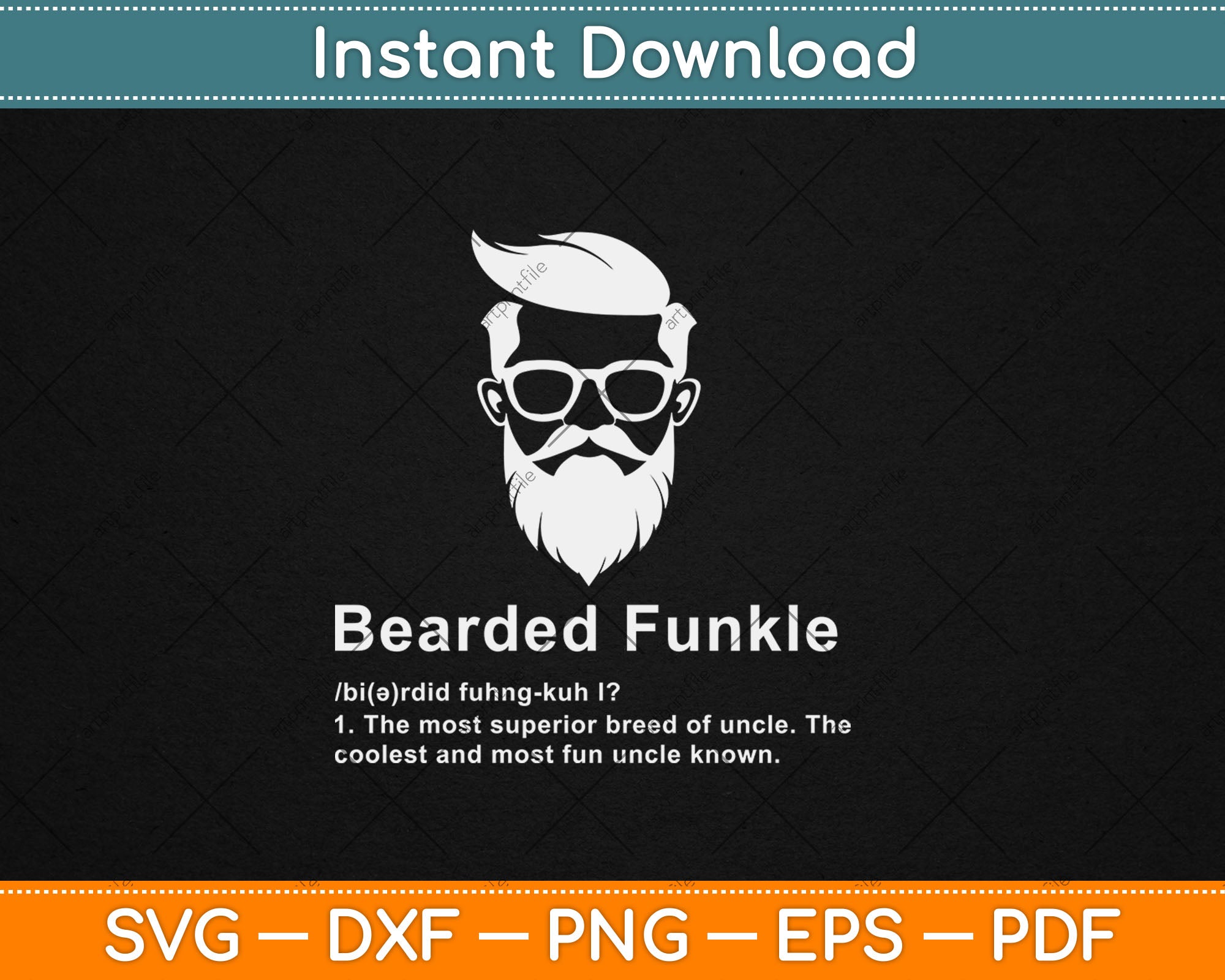 Men's Black Bearded Funkle Funny Uncle Definition Svg Cutting File ...
