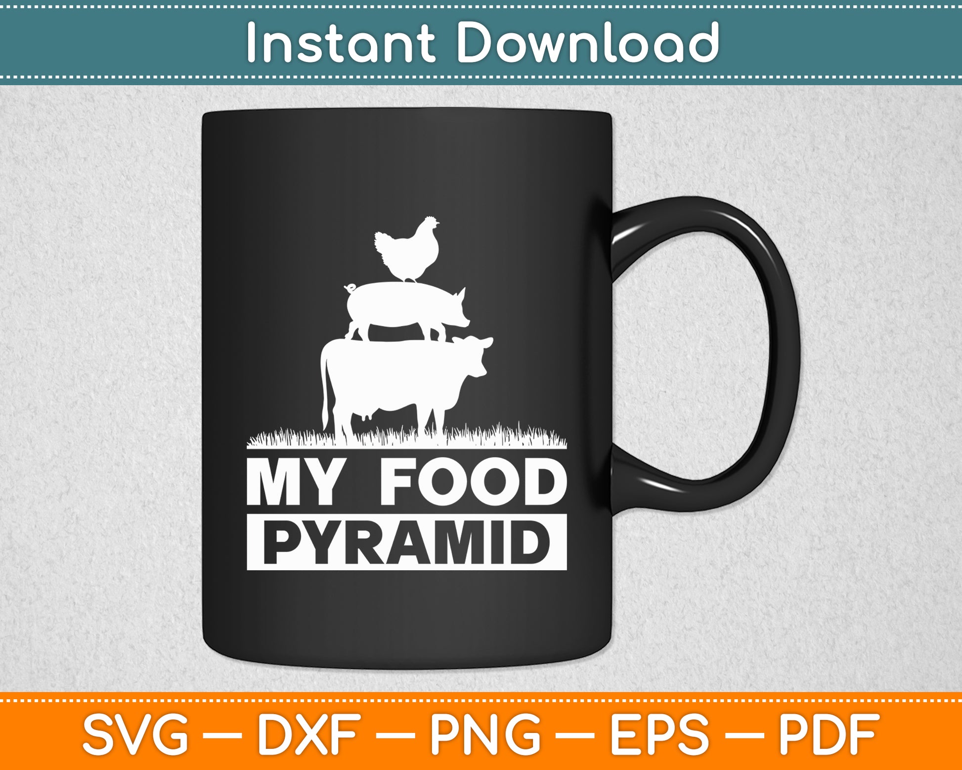 My Food Pyramid Cow Pig Chicken Retro Funny Svg Cutting File – artprintfile
