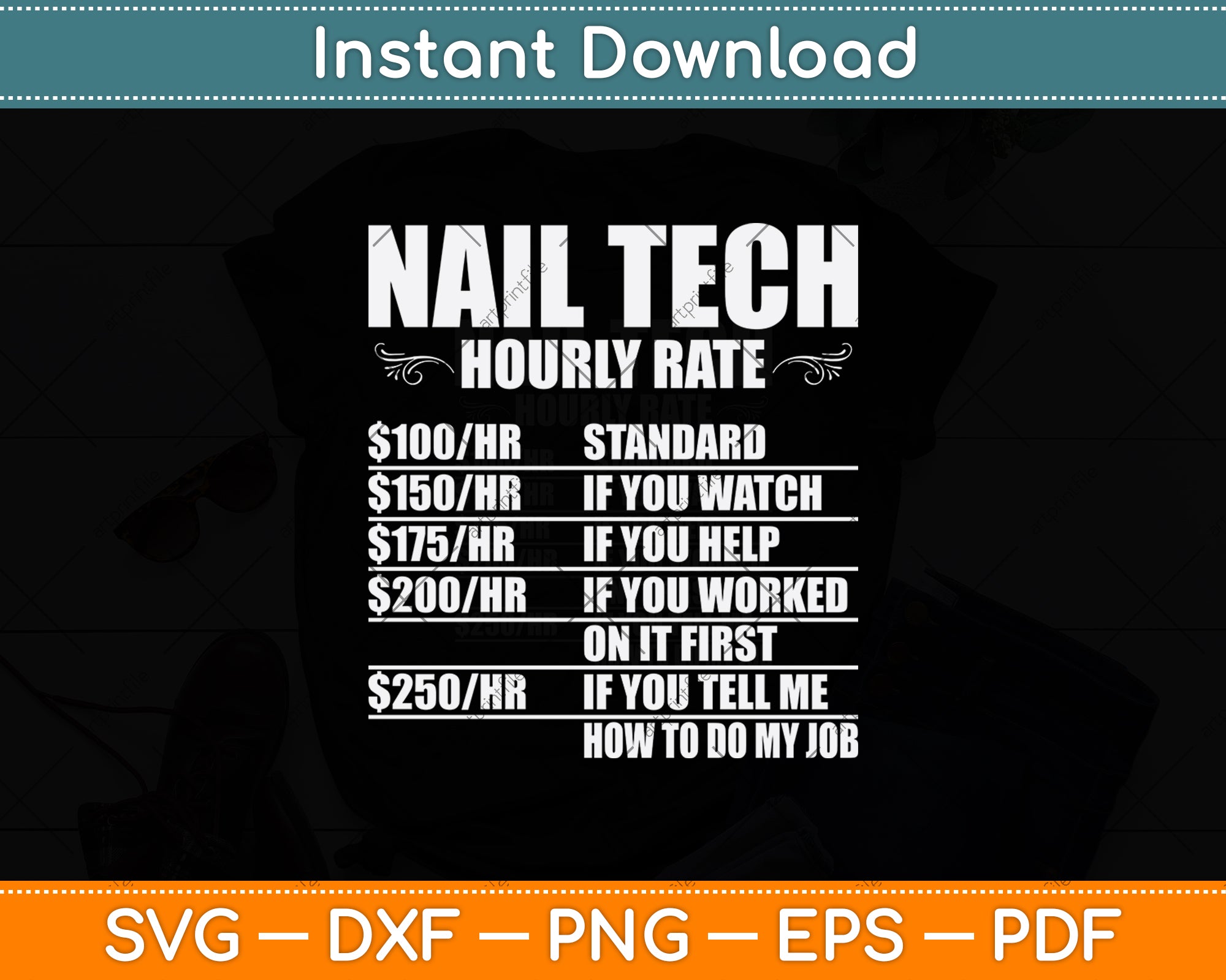 Nail Tech Hourly Rate Svg Png Dxf Digital Cutting File – artprintfile