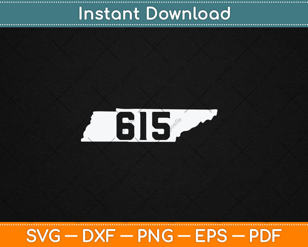 Nashville 615 Area Code Tennessee State Map Svg Digital Cutting File ...