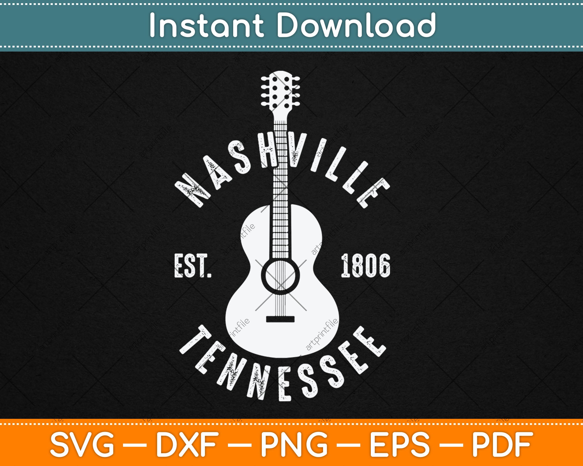 Nashville Tennessee Country Music City Guitar Vintage Nash Svg File ...