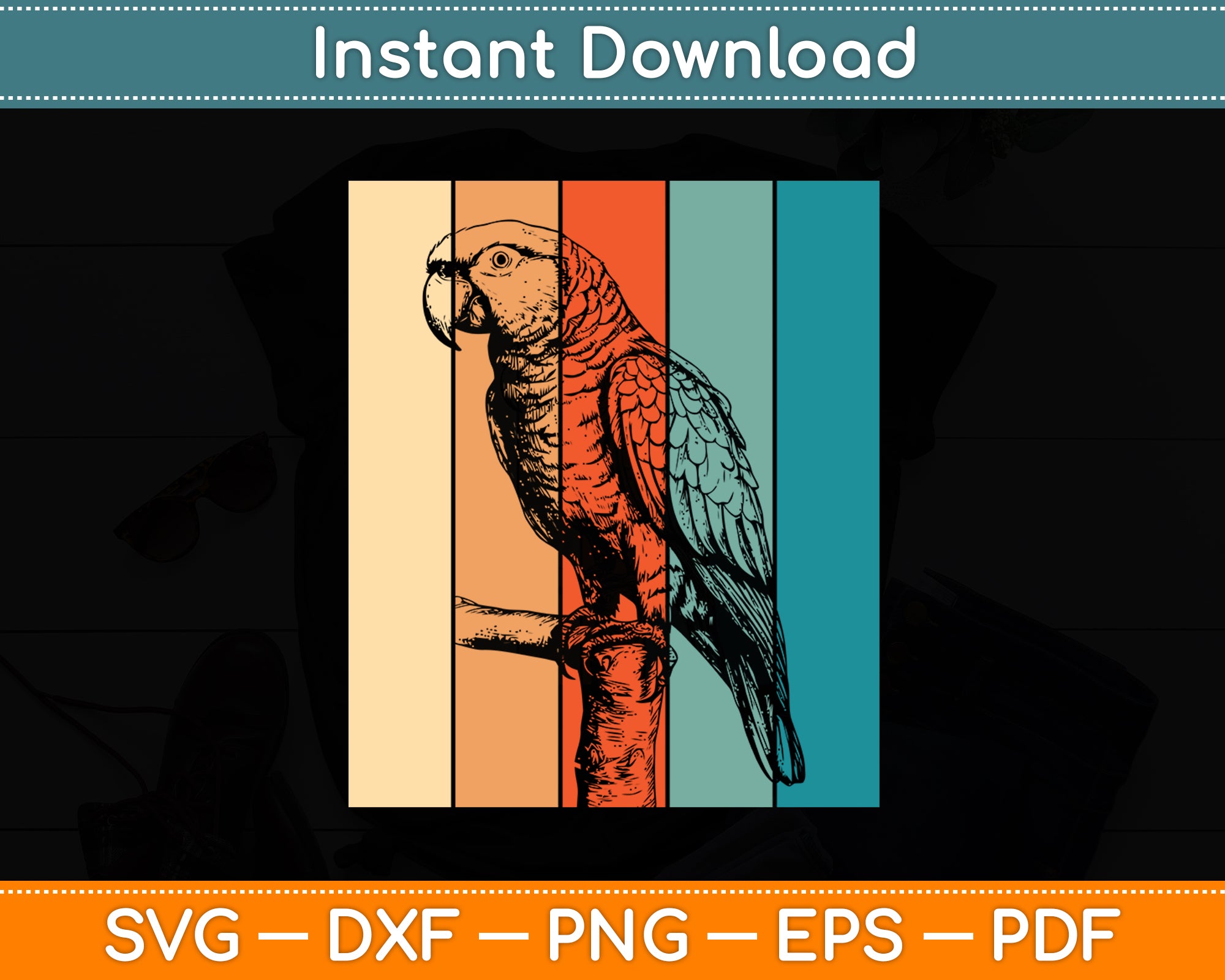 Parrot Portrait Vintage Style Mom Dad Svg Digital Cutting File ...