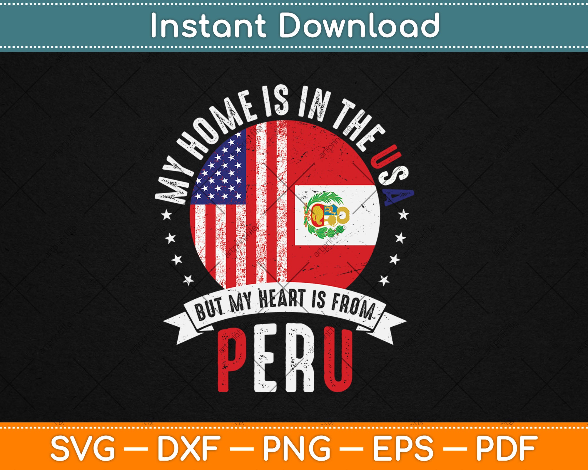 Peruvian American Patriot Heart Is From Peru Flag Svg Digital Cut File ...