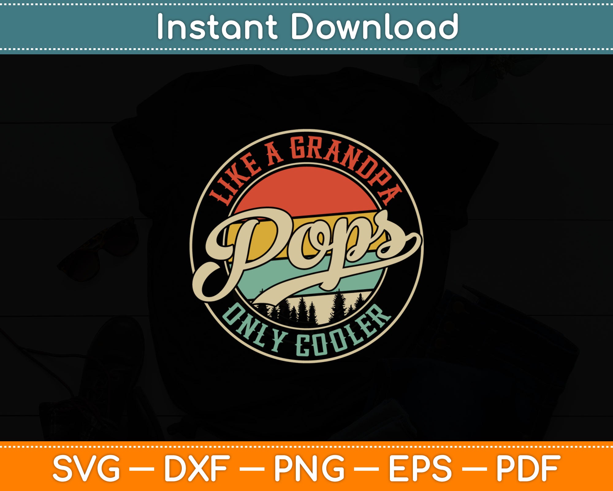 Pops Like a Grandpa Only Cooler Retro Gift Pops Dad Grandpa Svg File ...