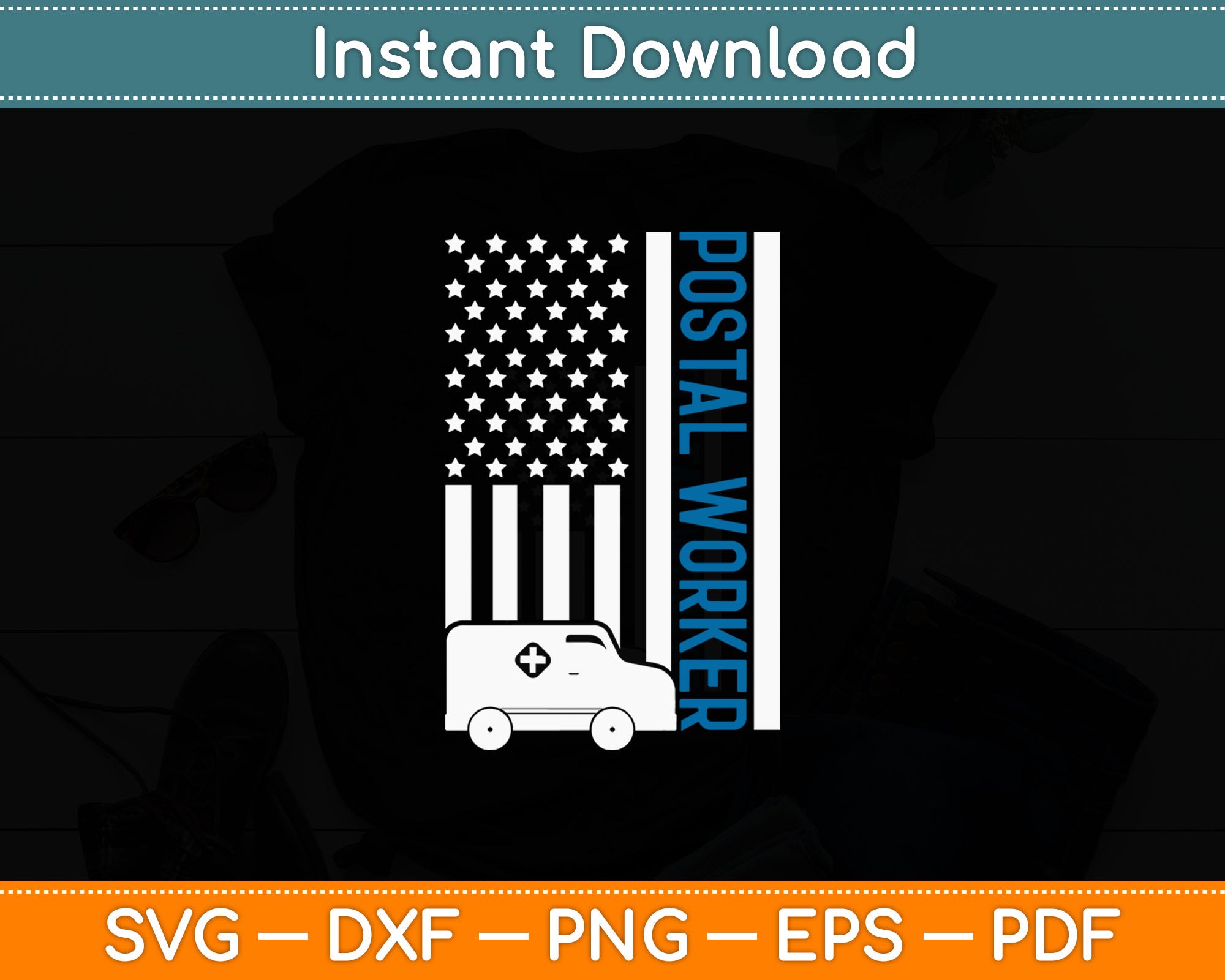 American Flag Patriotic Postal Worker Mailman Mail Lady Svg Cutting ...