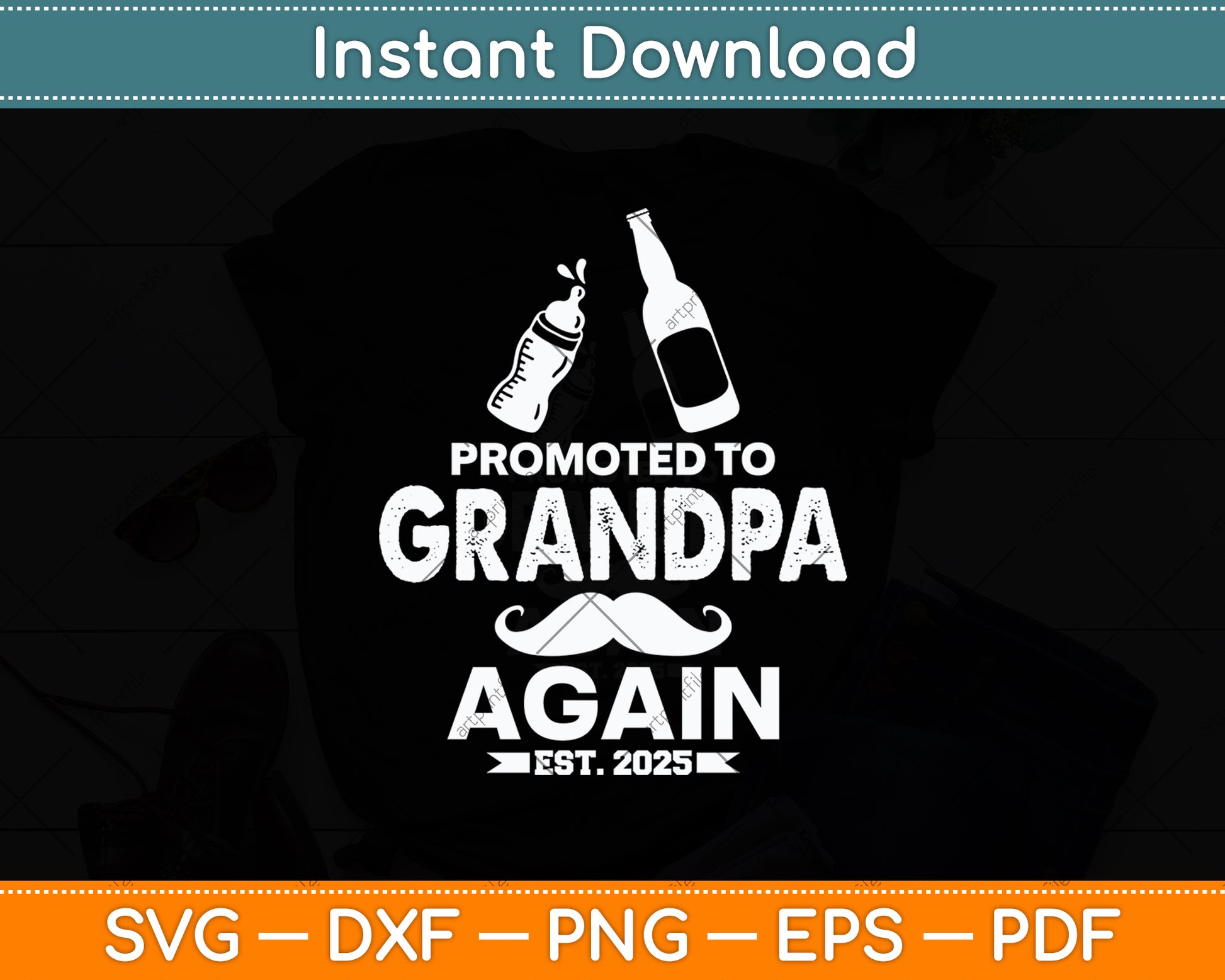Promoted to Grandpa Again Est 2025 Pregnancy Announcement Svg Cut File ...
