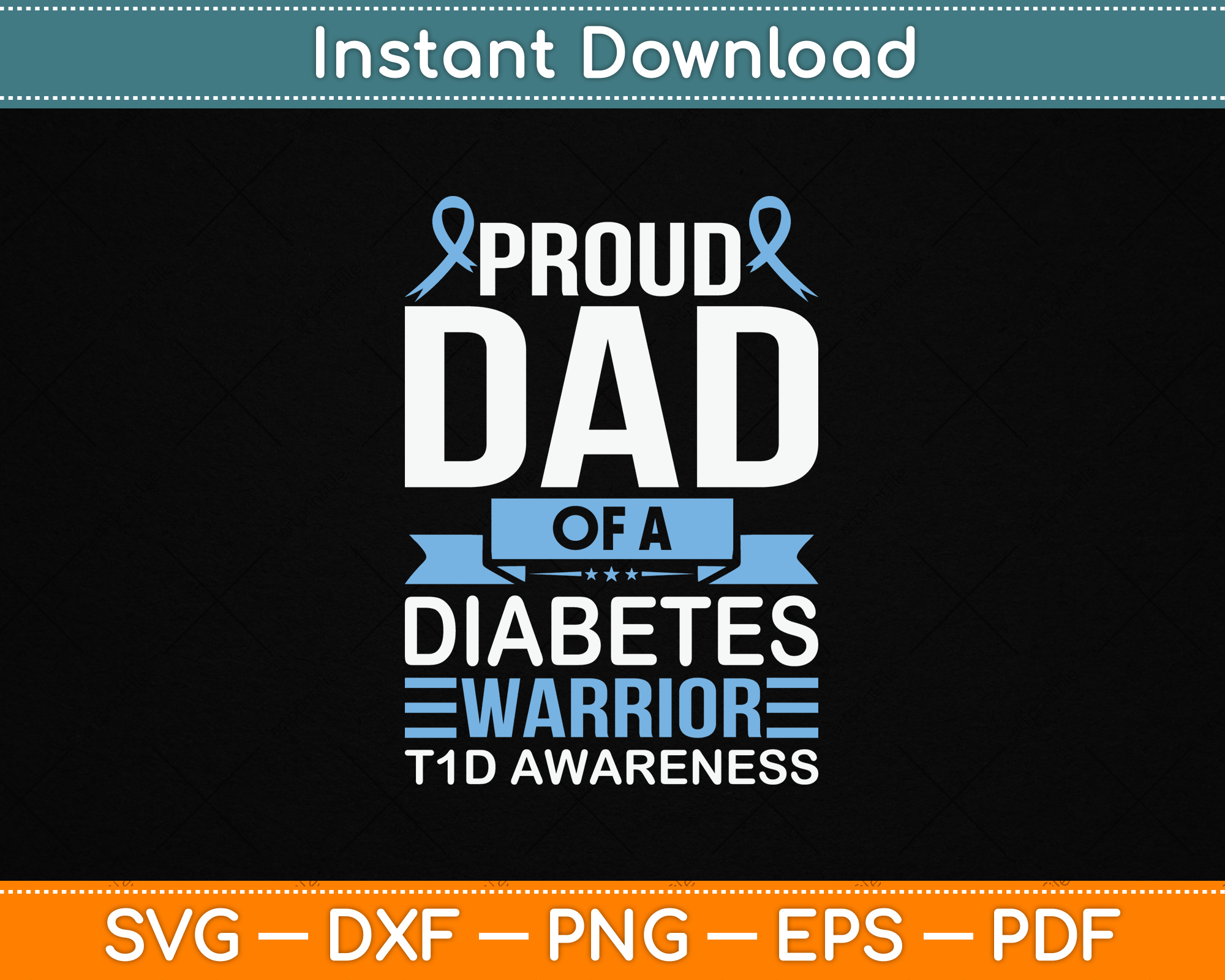 Proud Dad Of A Diabetes Warrior T1D Awareness Type 1 SVG Cutting File ...