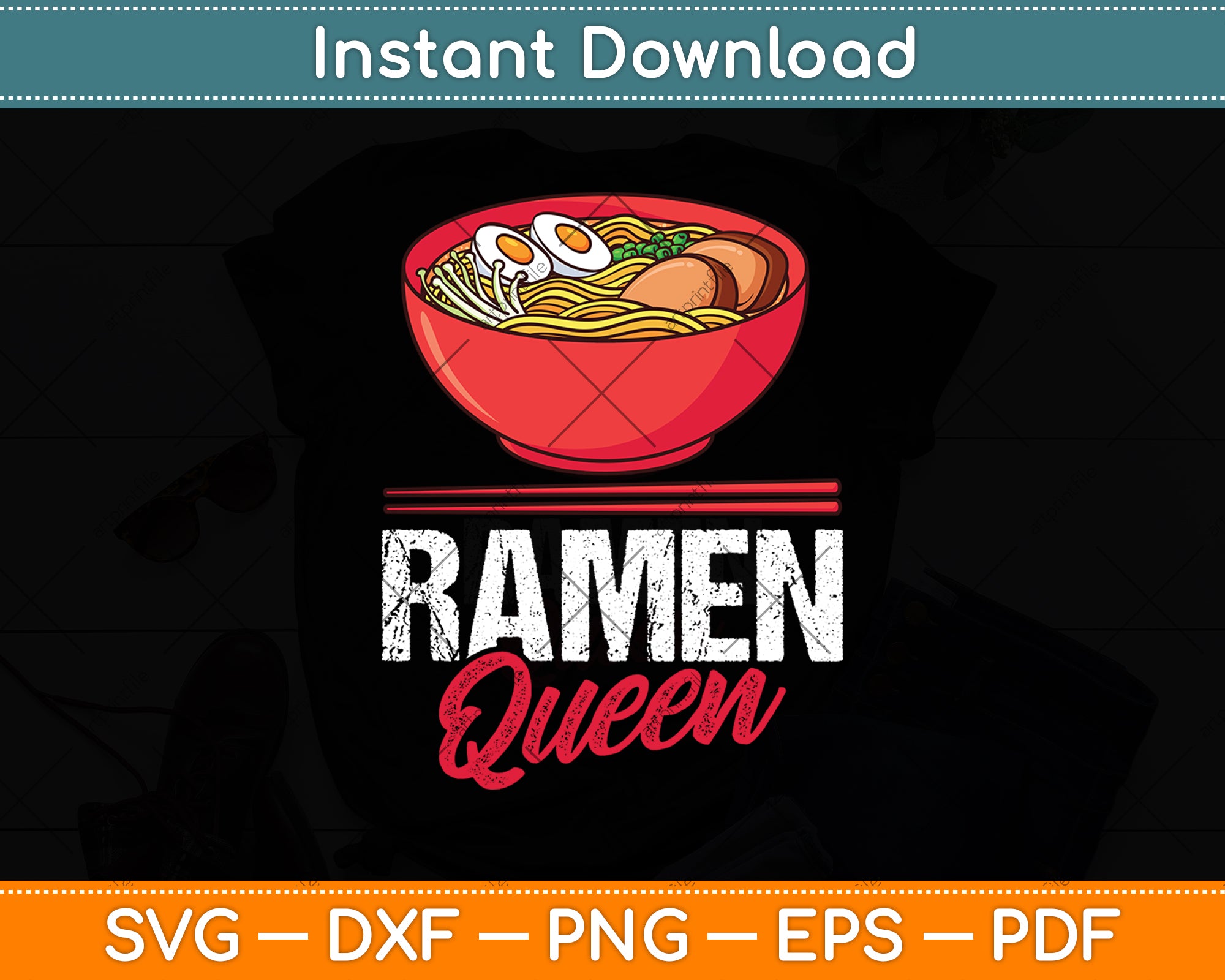 Ramen Queen Japanese Food Noodles Anime Pasta Svg Digital Cutting File ...