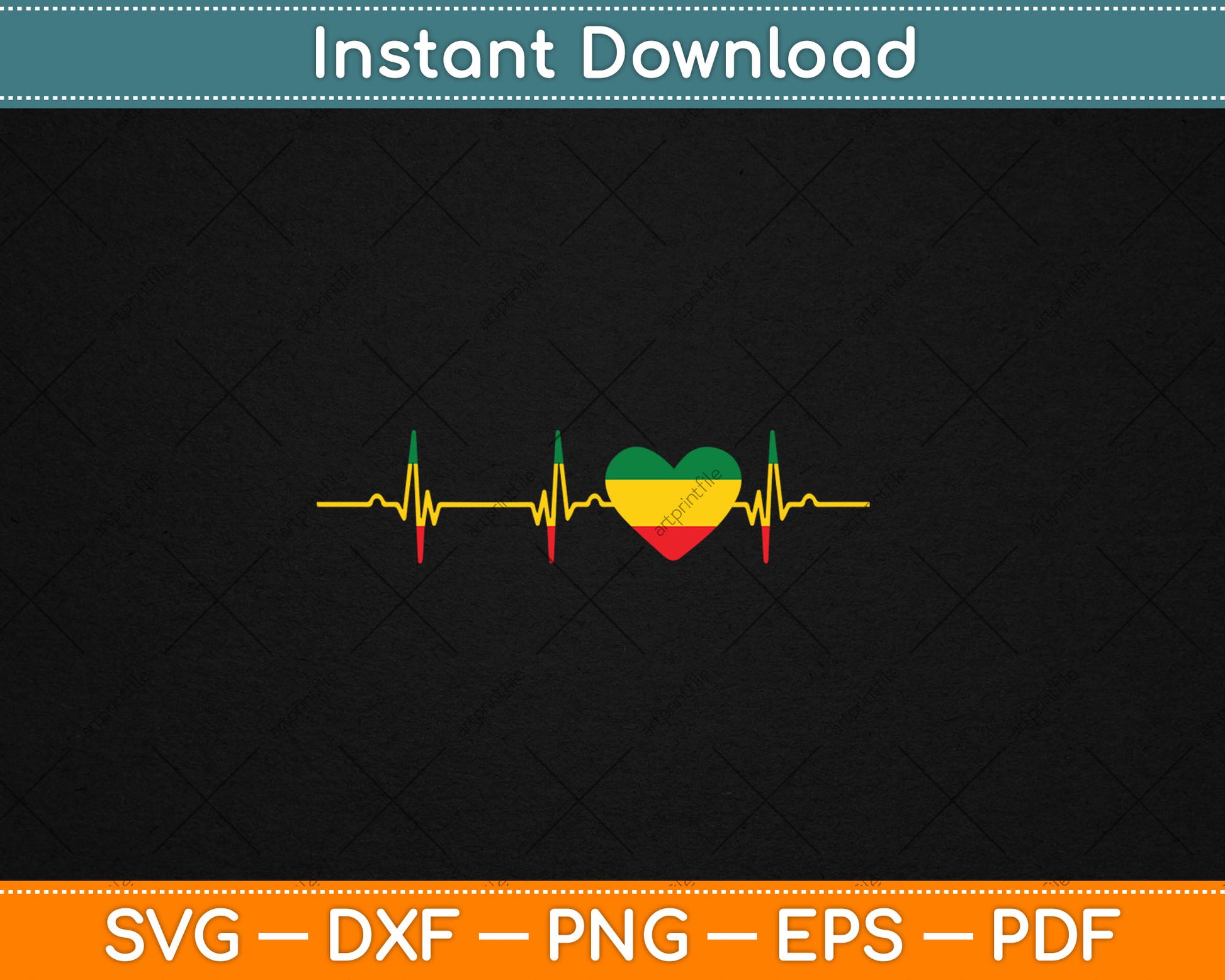 Rasta Reggae Heartbeat ECG Pulse Jamaica Rastafari Heart Svg Cut File ...