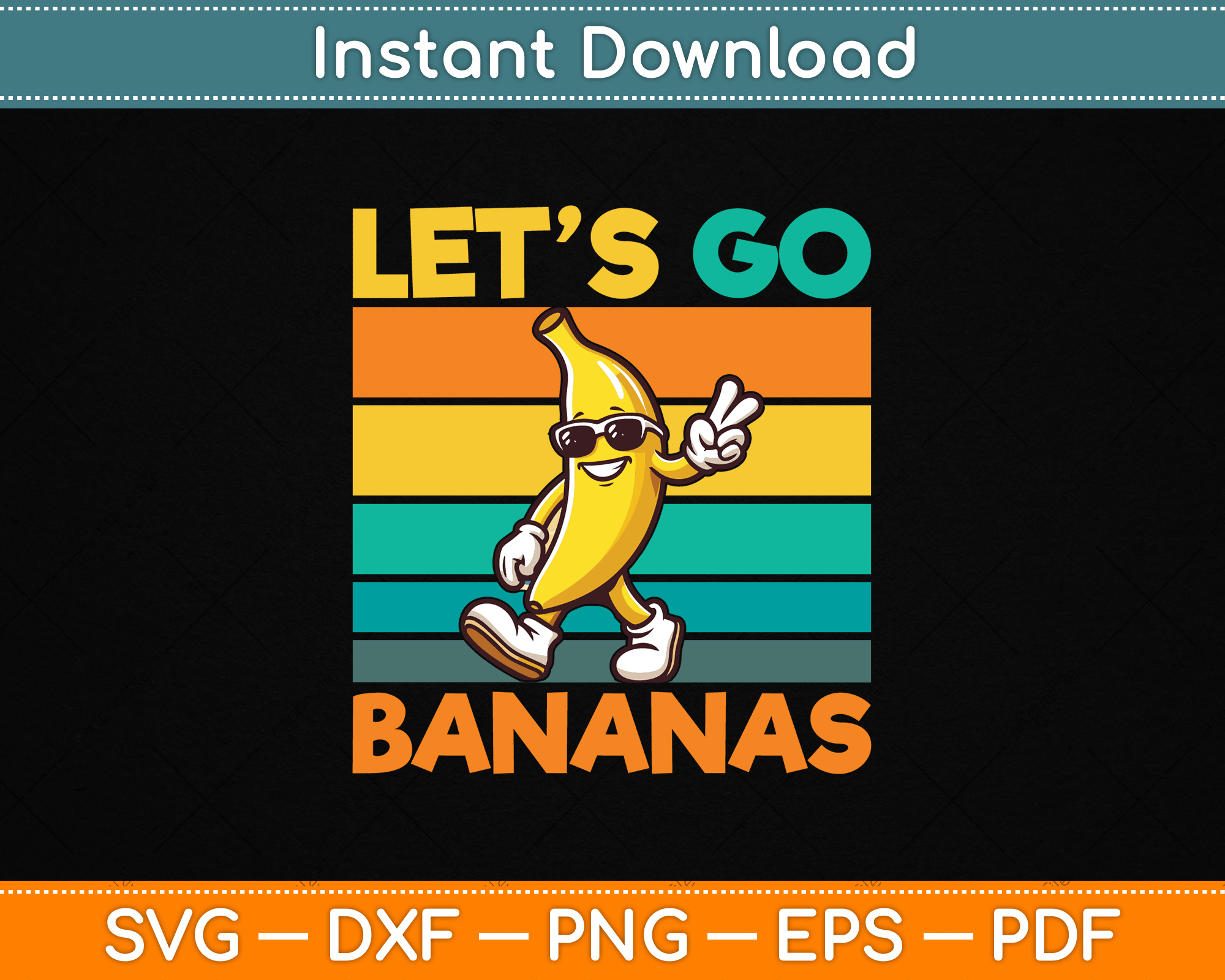 Retro Vintage Funny Banana Let Go Banana Peace SVG Cutting File ...