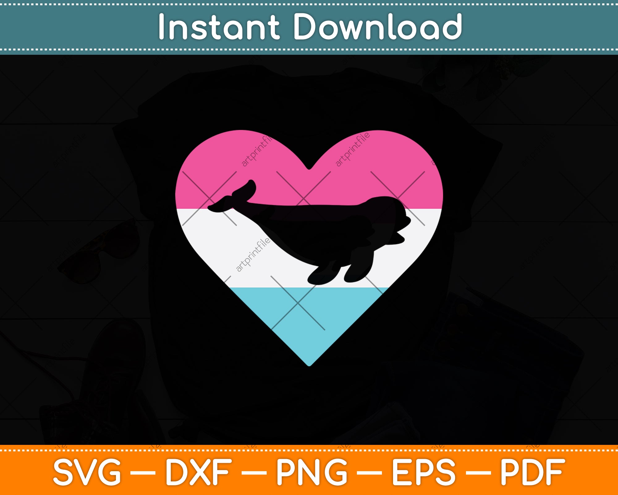 Retro Heart Beluga Whale Svg Digital Cutting File – artprintfile