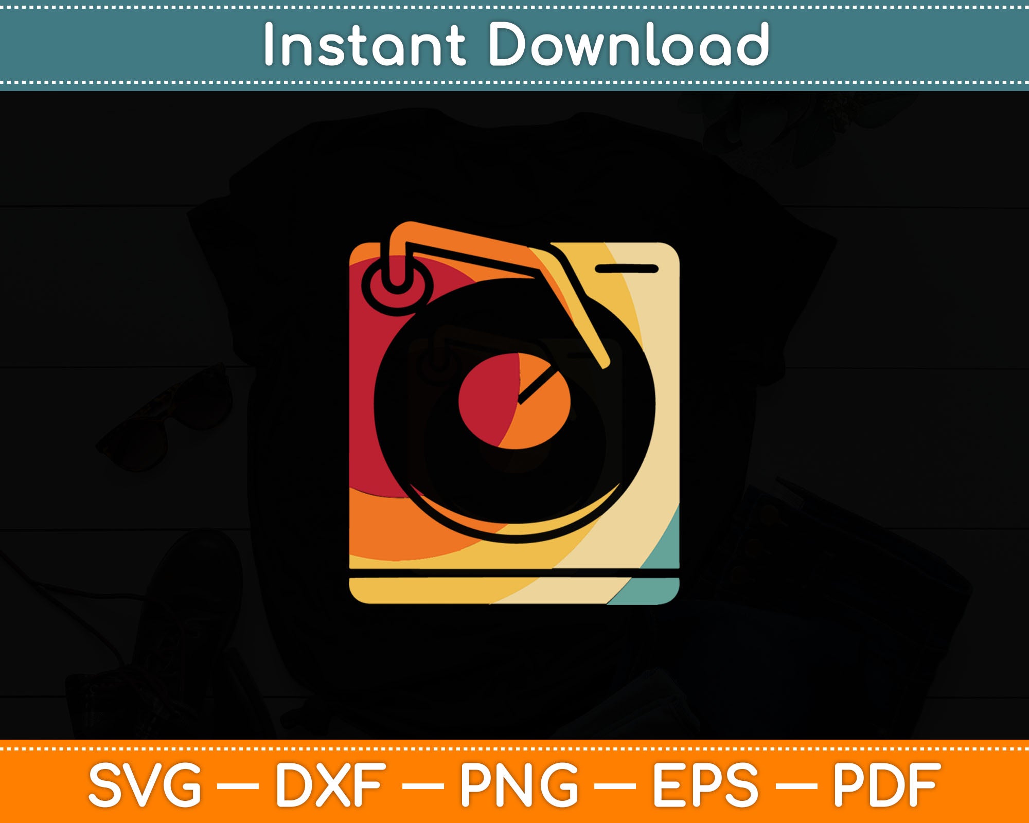 Retro Record Player Turntable Cute Music Lover Svg Digital Cut File ...