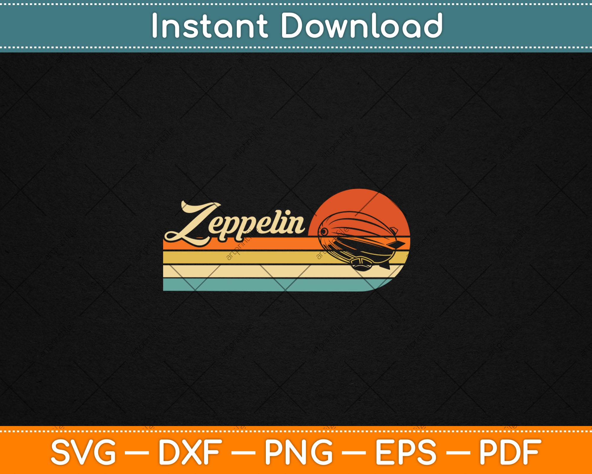 Retro Sunset Funny Dirigible Airship Svg Digital Cutting File ...