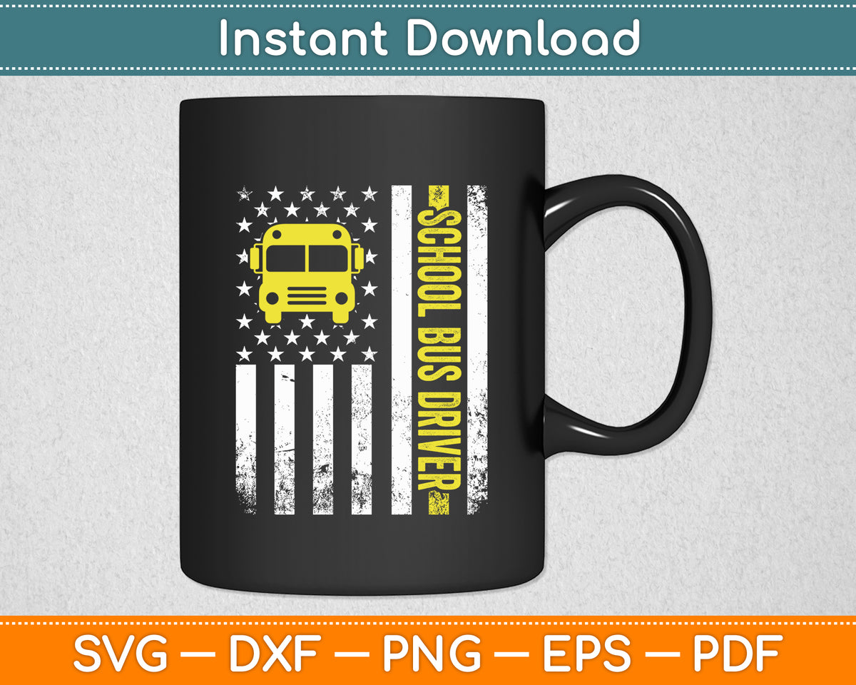 School Bus Driver American Flag School Bus Driver Svg Cutting File ...