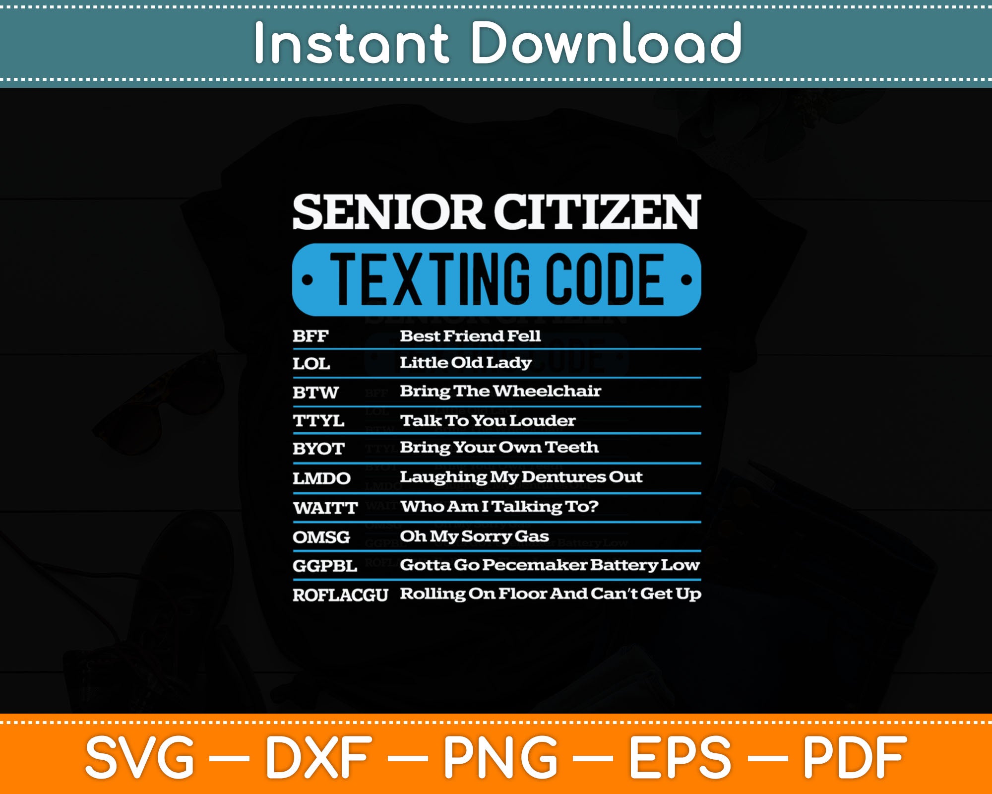 Senior Citizen Texting Code Funny Old People Svg Digital Cutting File ...