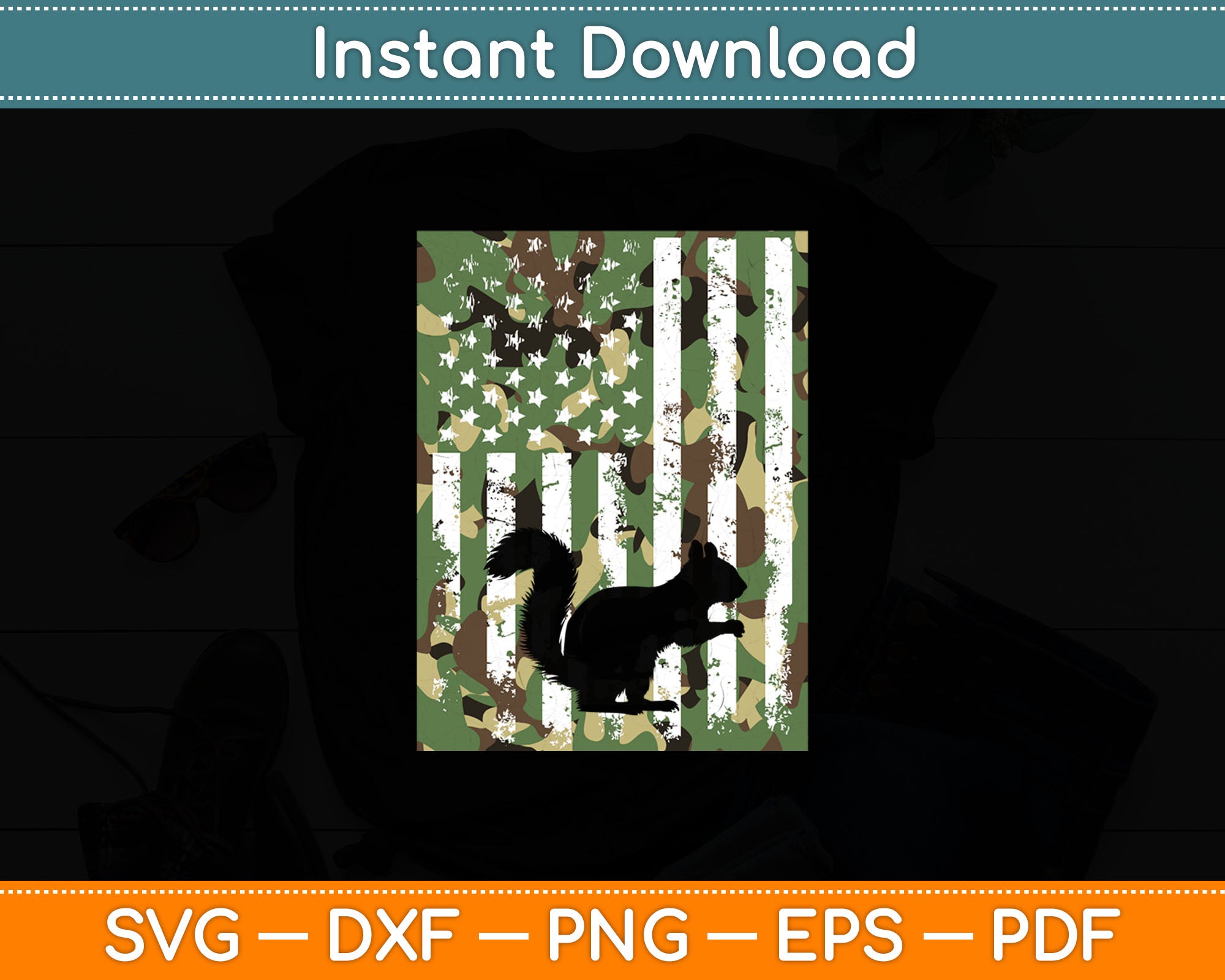 Squirrel Camo US Flag Vintage Patriotic Svg Digital Cutting File ...