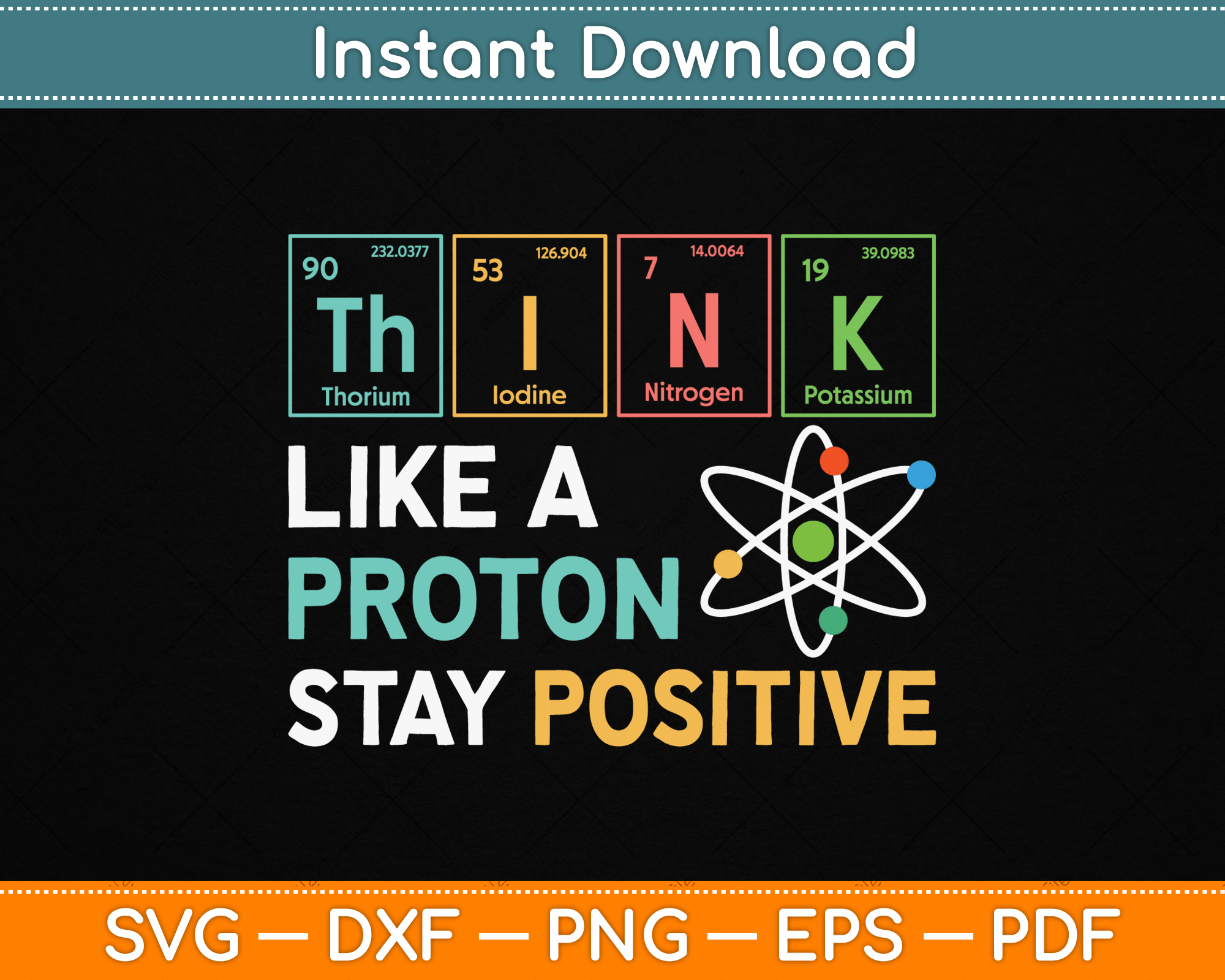Think Like A Proton Stay Positive Funny Science Teacher SVG PNG File ...