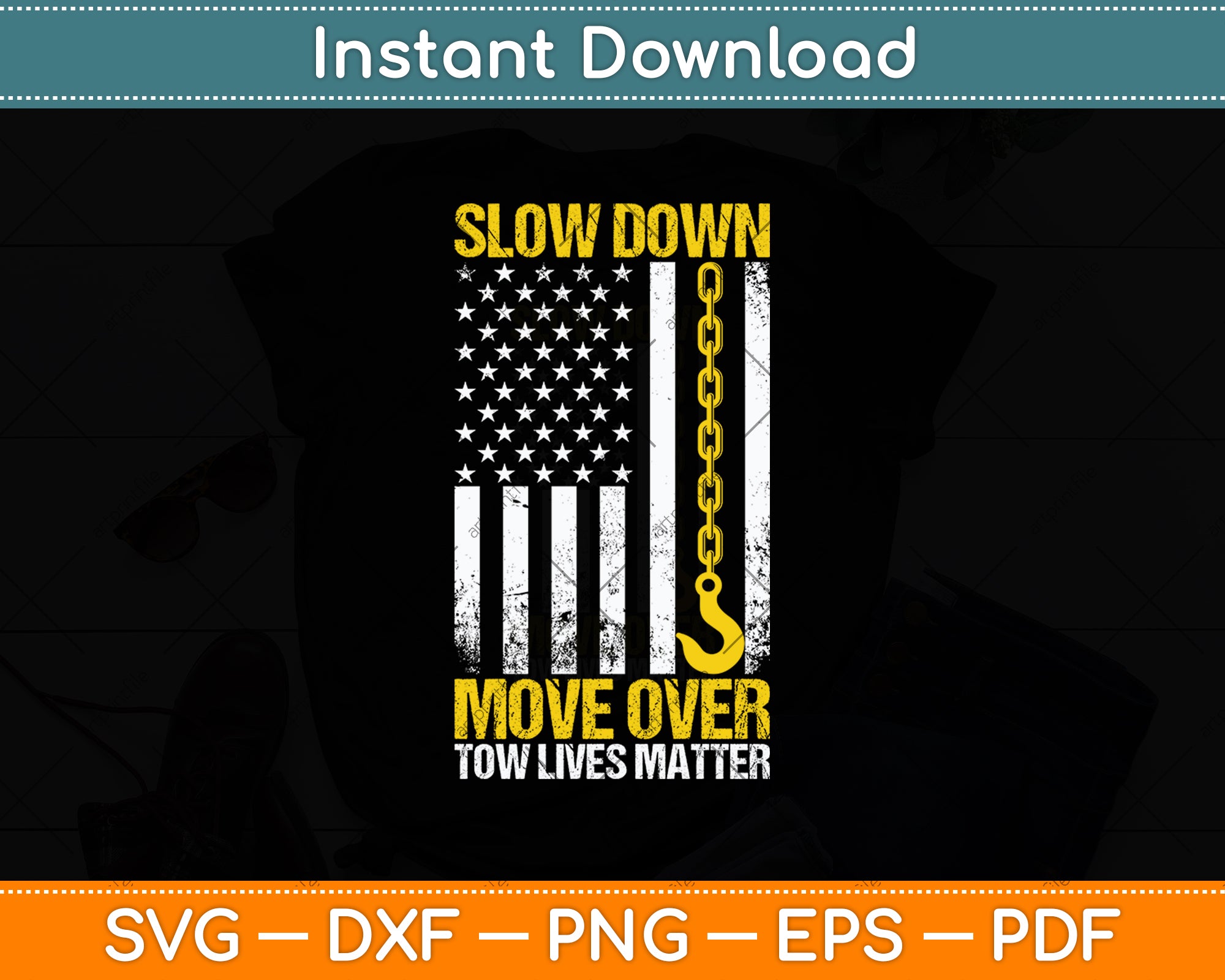 Slow Down Move Over Tow Lives Matter American Flag Svg Cutting File ...