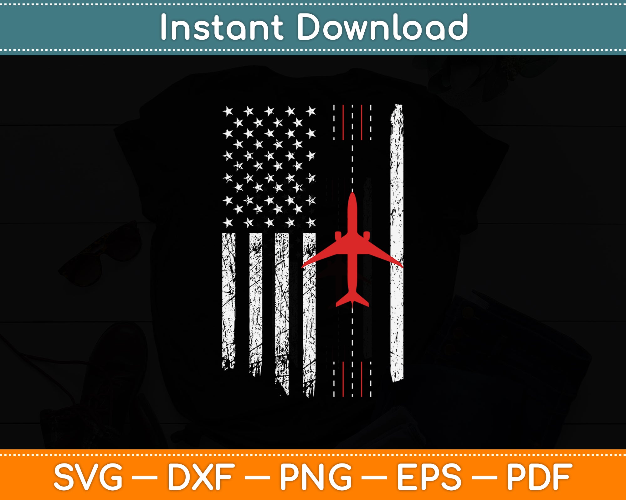 US Flag Airport Runway! Airplane Pilot Svg Cutting File – artprintfile