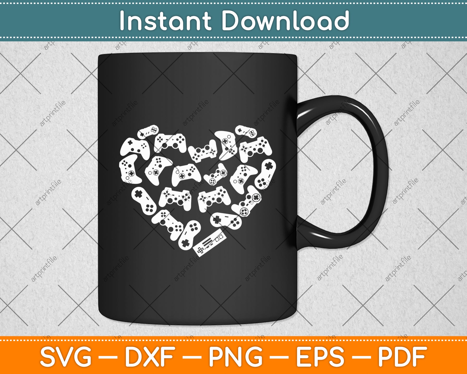 Video Gamer Heart of Controllers Valentine's Day Svg Digital Cut File ...