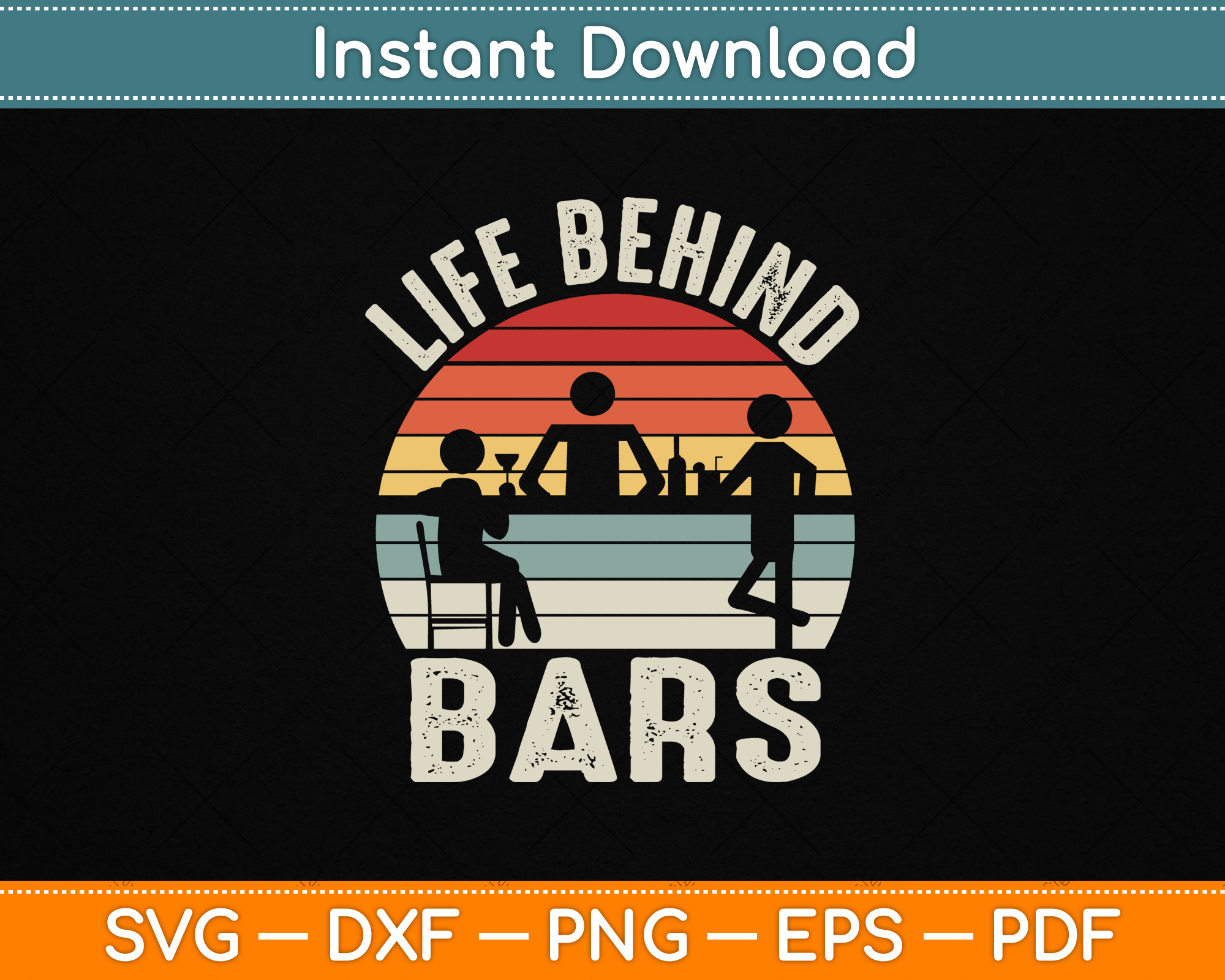 Vintage Retro Life Behind Bars Bartender SVG Digital Cutting File ...