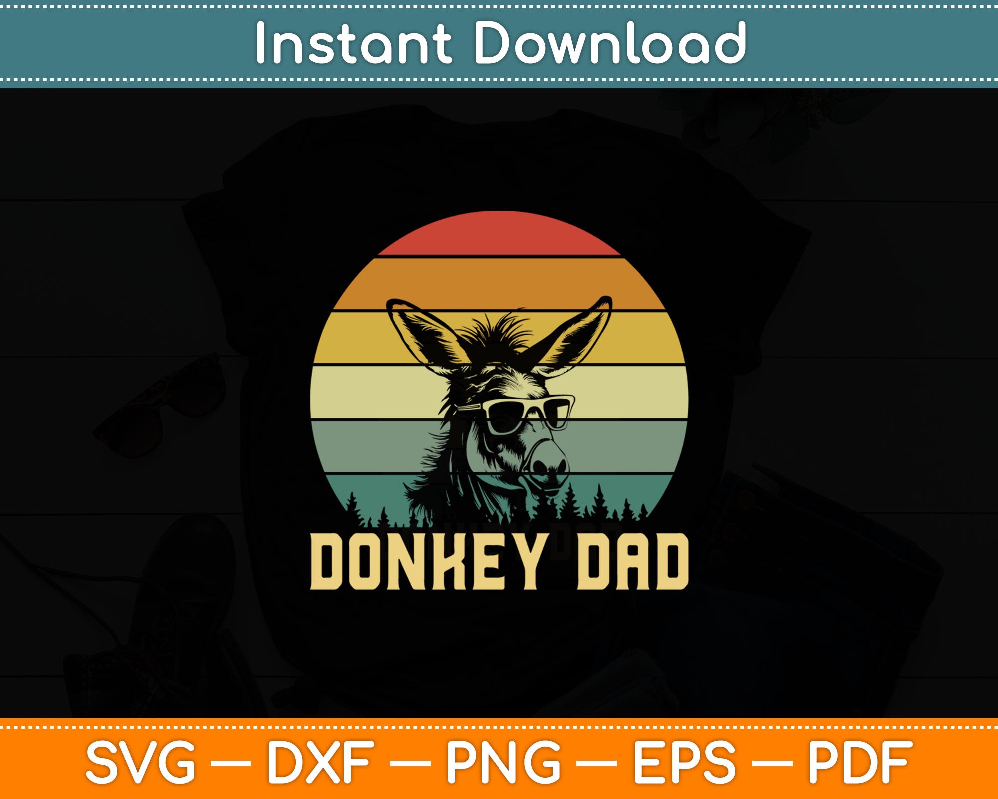 Vintage Donkey Dad Donkey Lovers Daddy Father's Day Svg Cutting File ...