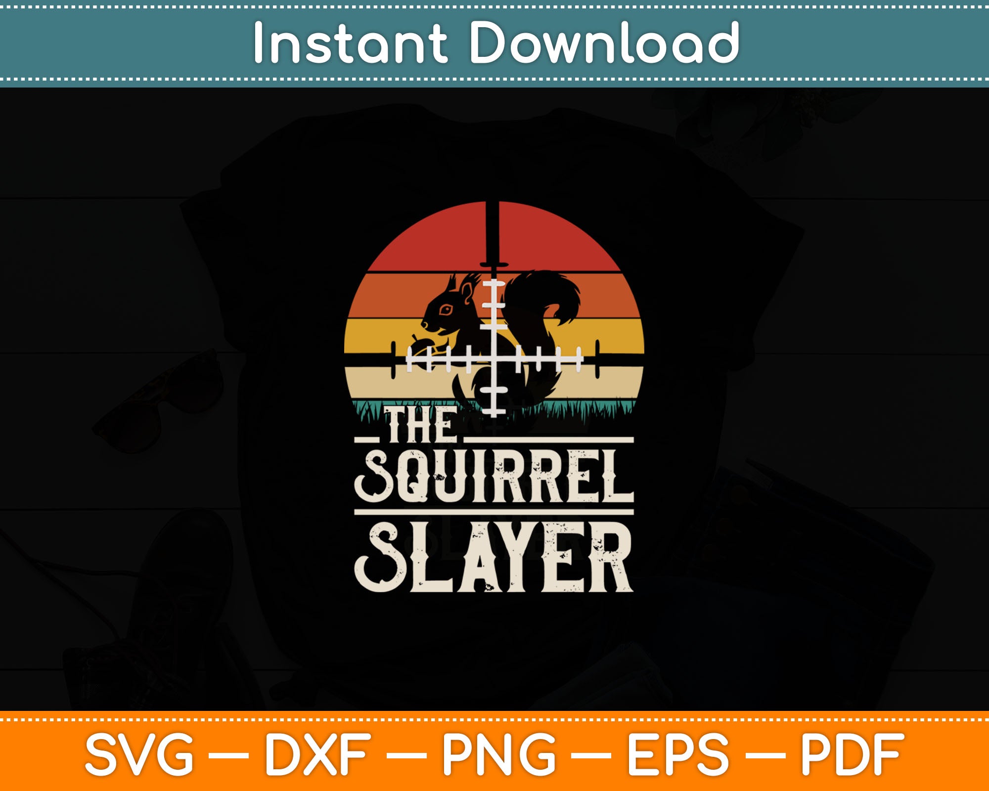 Vintage Sunset Retro Style Squirrel Hunting Squirrel Slayer Svg File ...