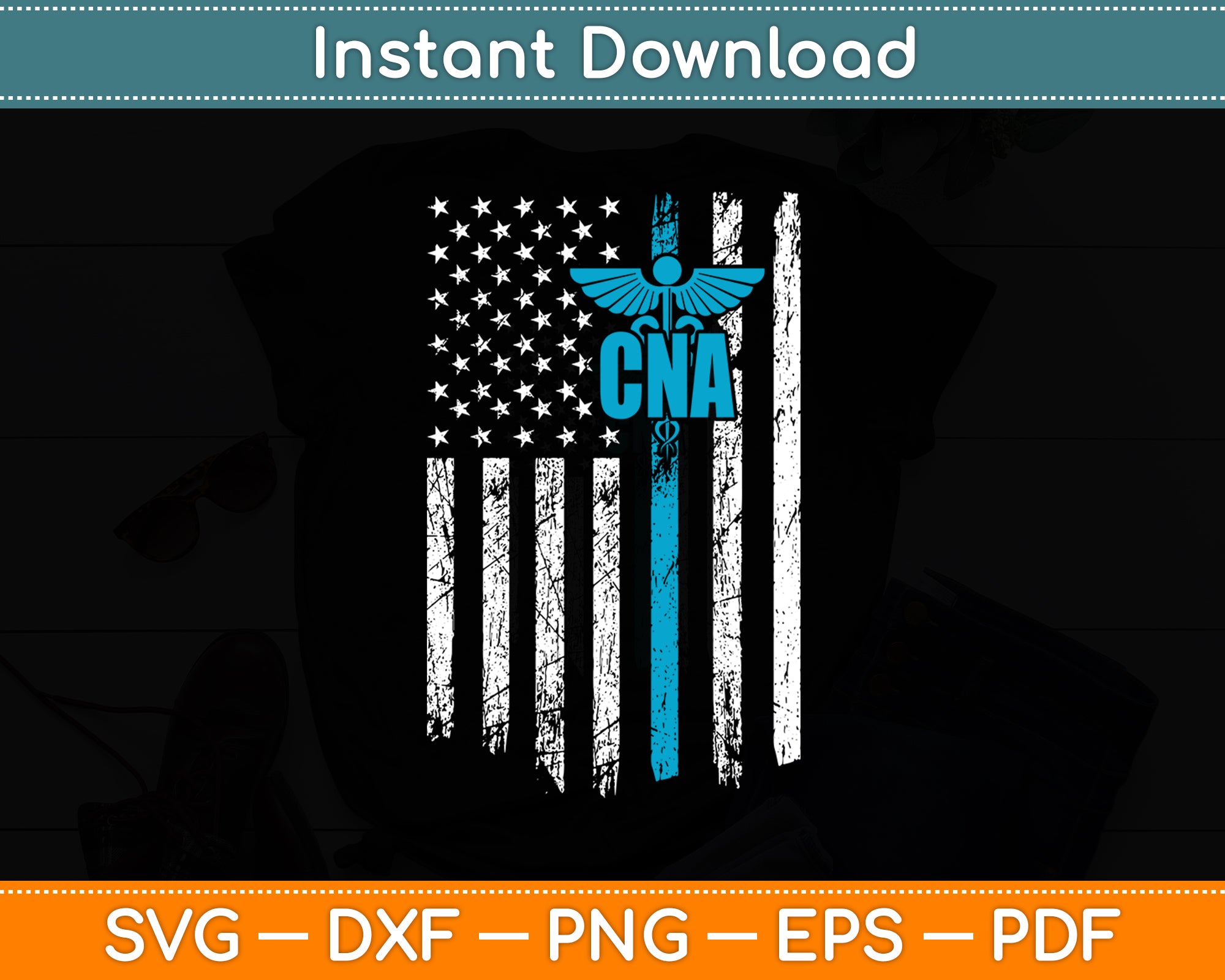 Vintage USA CNA Certified Nurse Assistant American Flag Svg Cut File ...