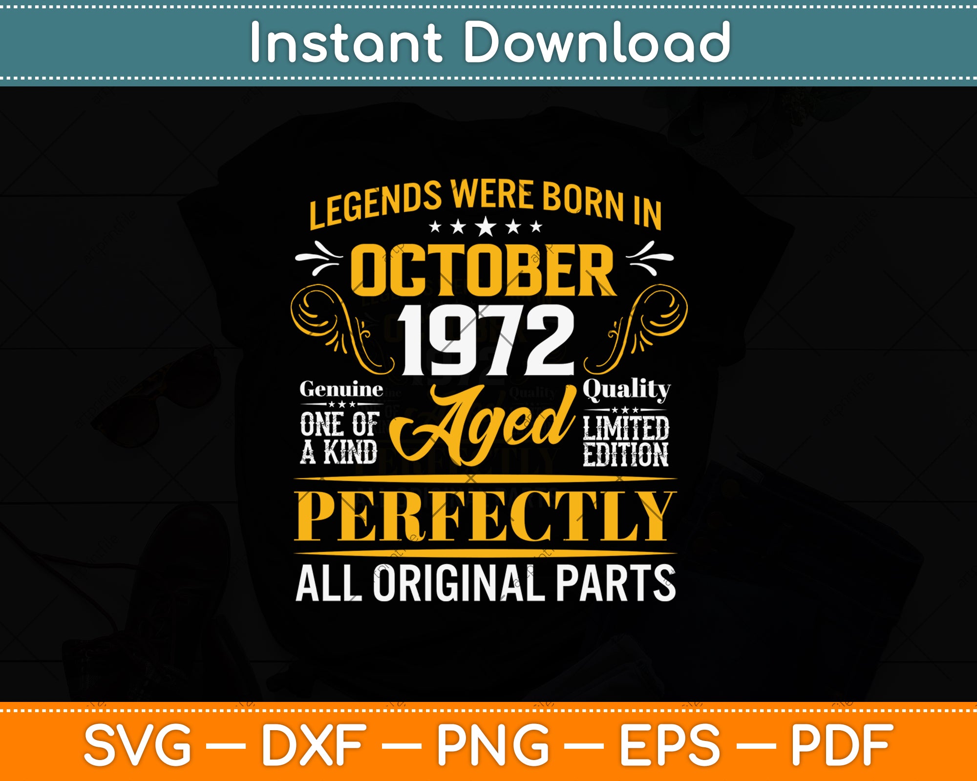 50 Years Old Awesome Since October 1972 50th Birthday Svg Cutting File ...
