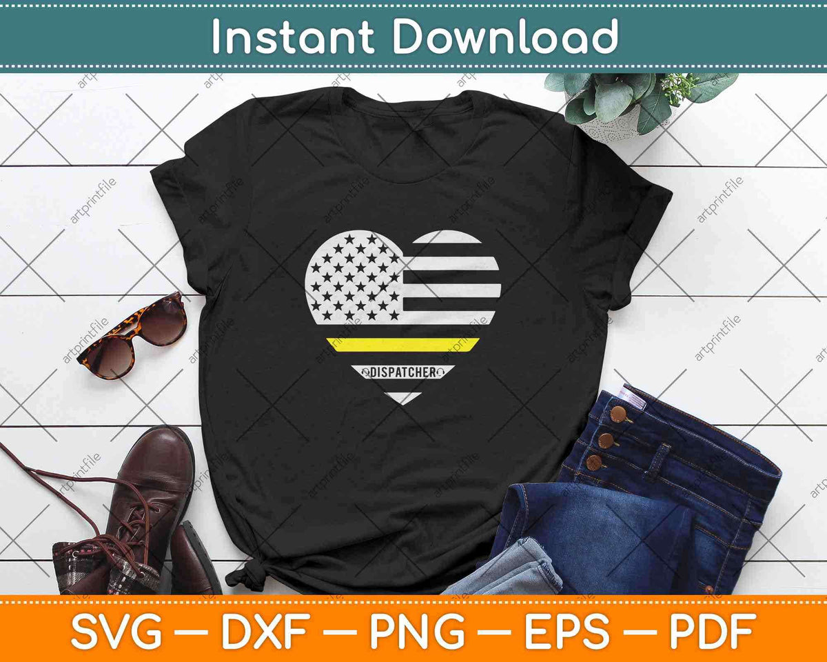 911 Dispatcher Gold Line American Flag Emergency Dispatchers Svg File ...
