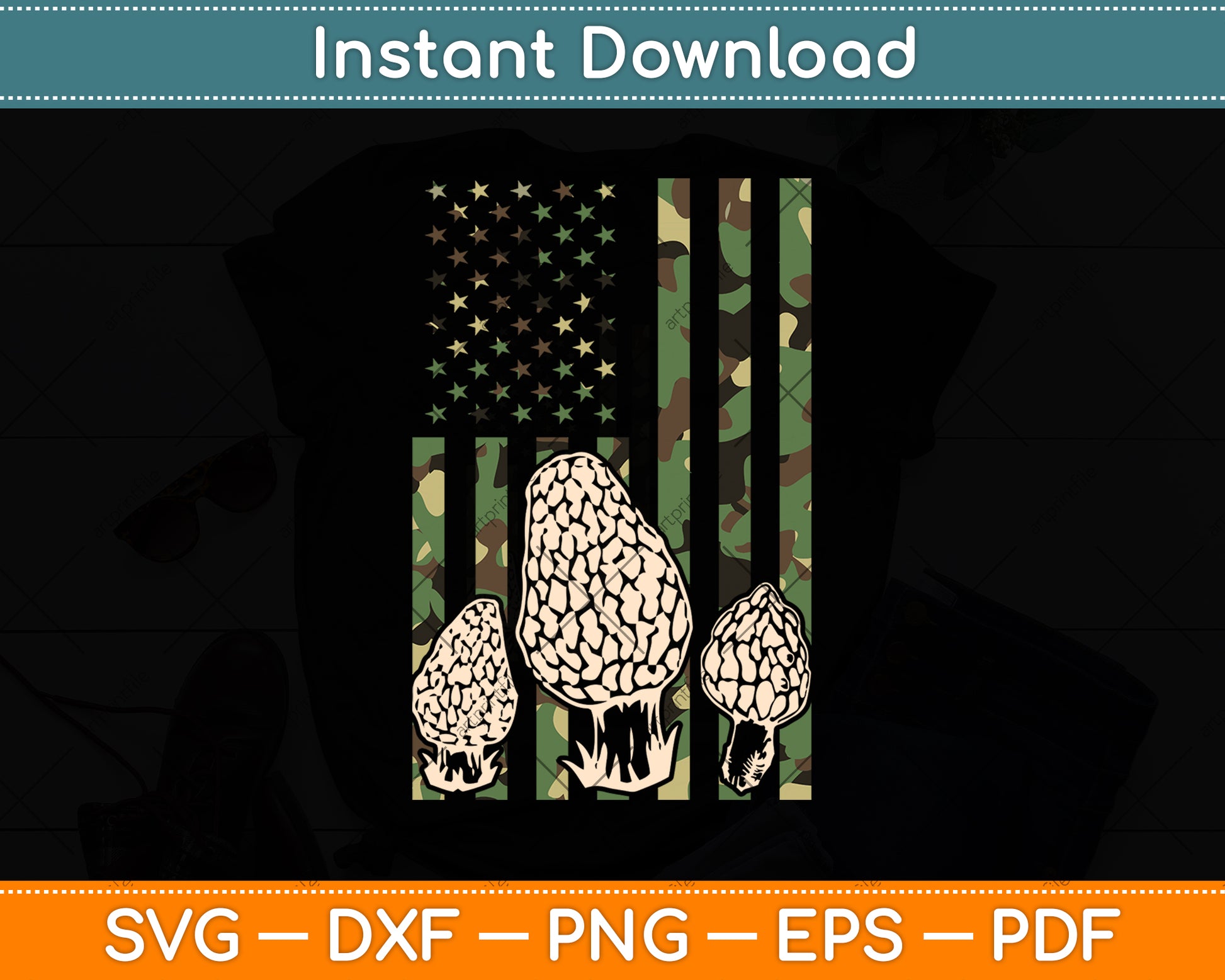American Camouflage Morel Mushroom Svg Cutting File – artprintfile