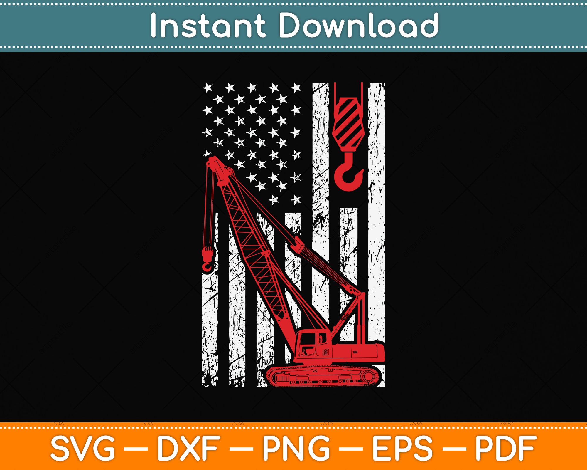 American Flag Heavy Equipment Operator Svg Design Cutting File ...