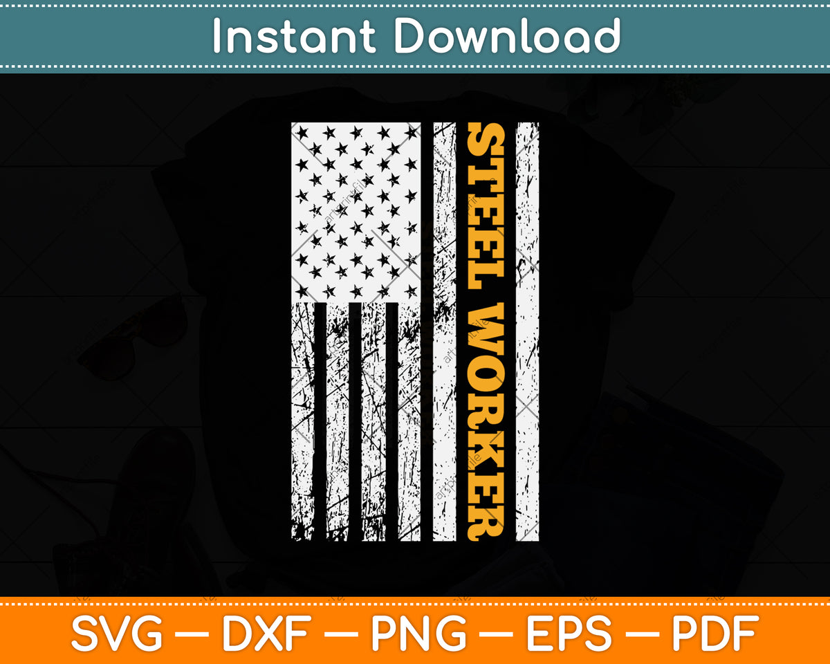 American Flag Steel Worker Svg Cutting File – artprintfile