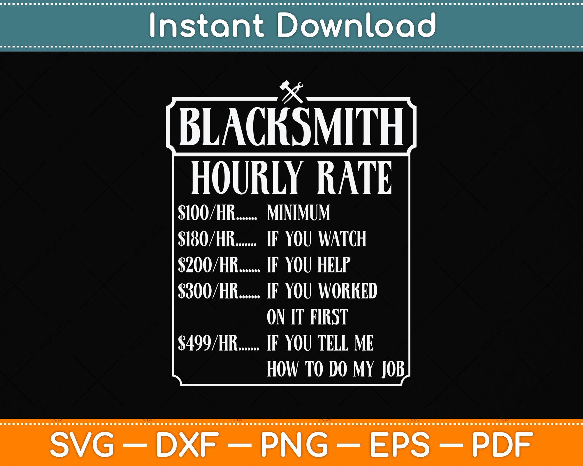 Blacksmith Hourly Rate Svg Cutting File – artprintfile