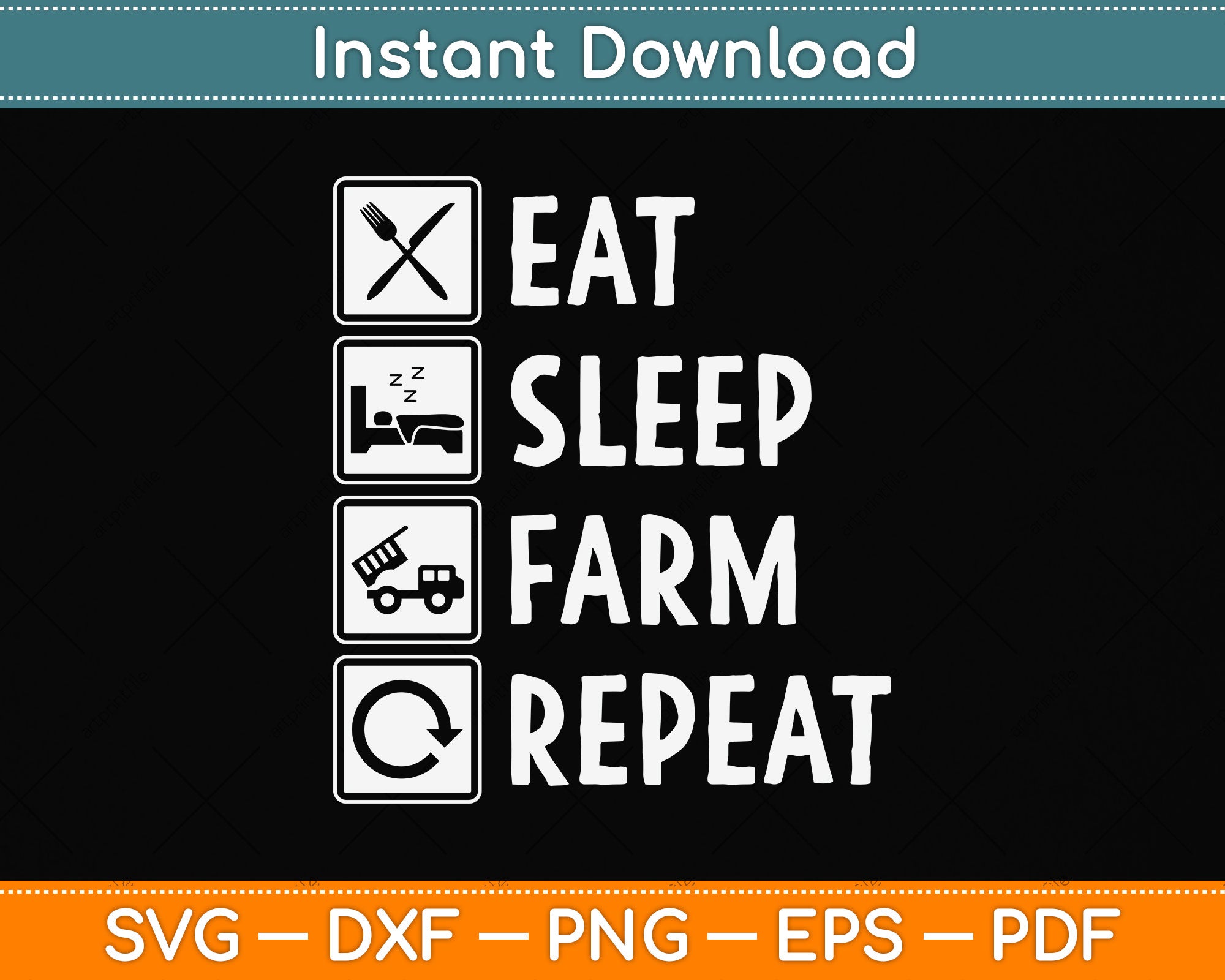 Eat Sleep Farm Repeat Farming Farmer Svg Cutting File – artprintfile