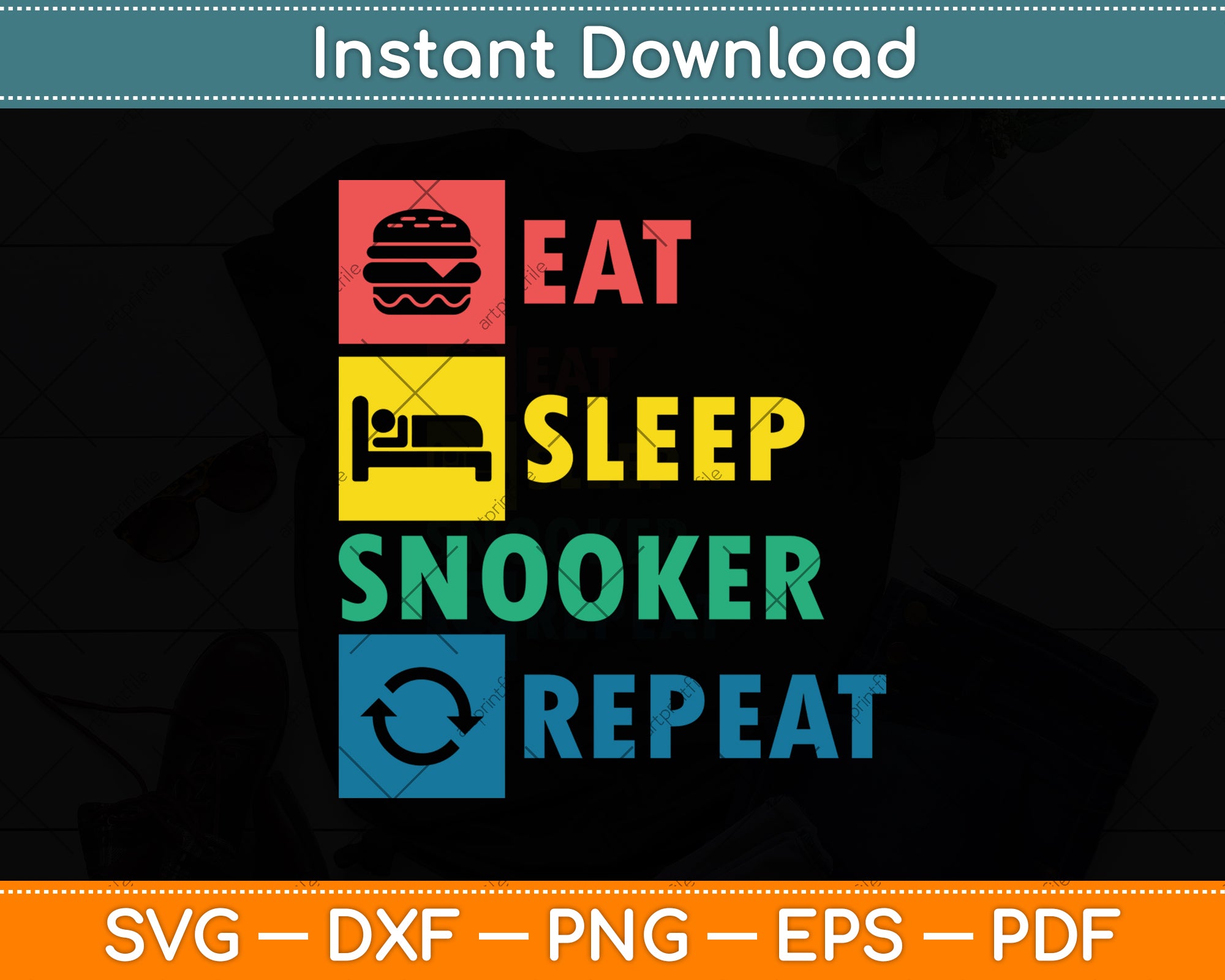 Eat Sleep Snooker Repeat - Snooker Player Svg Cutting File – artprintfile