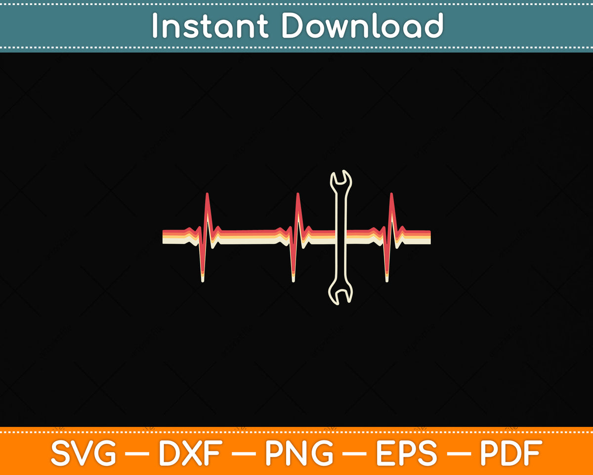 Handyman Heartbeat Wrench Retro Vintage 80s Style Repairman Svg File ...