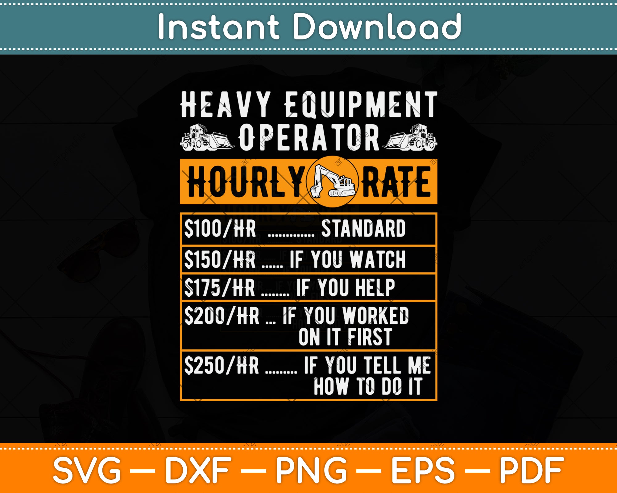 Heavy Equipment Operator Hourly Rate Svg Cutting File – artprintfile