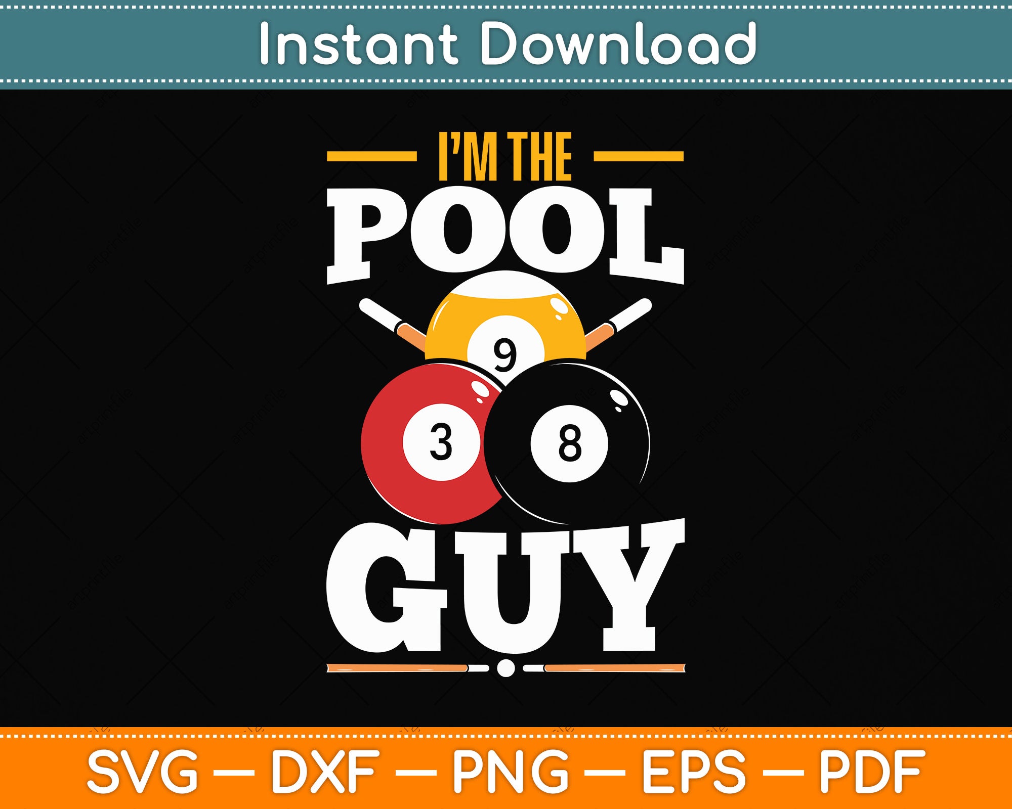 I'm The Pool Guy Funny Snooker Billiard Pool Player Svg Cutting File ...