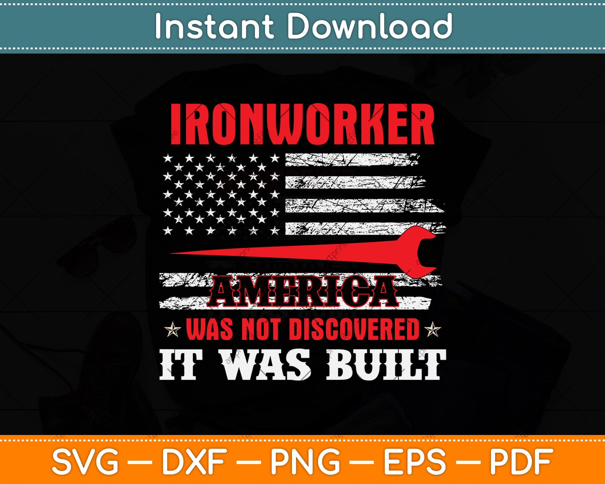 Ironworker - American USA Flag Ironworker Worker Svg Cutting File ...