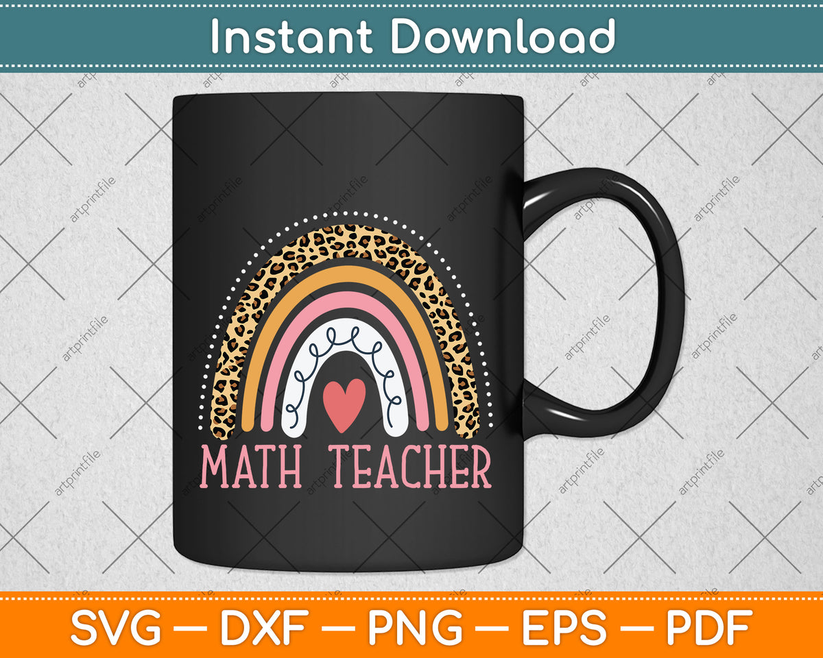 Leopard Rainbow Math Teacher Professor Svg Cutting File – artprintfile