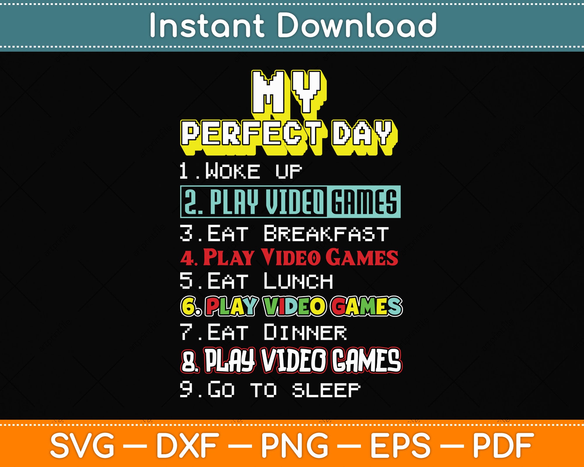 My Perfect Day Play Video Games - Gamer Svg Cutting File – artprintfile