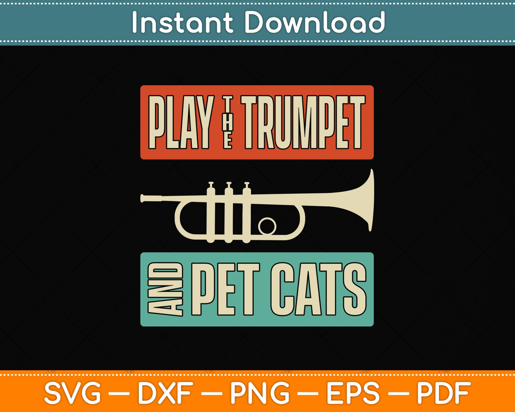 Play The Trumpet And Pet Cats Svg Cutting File – artprintfile
