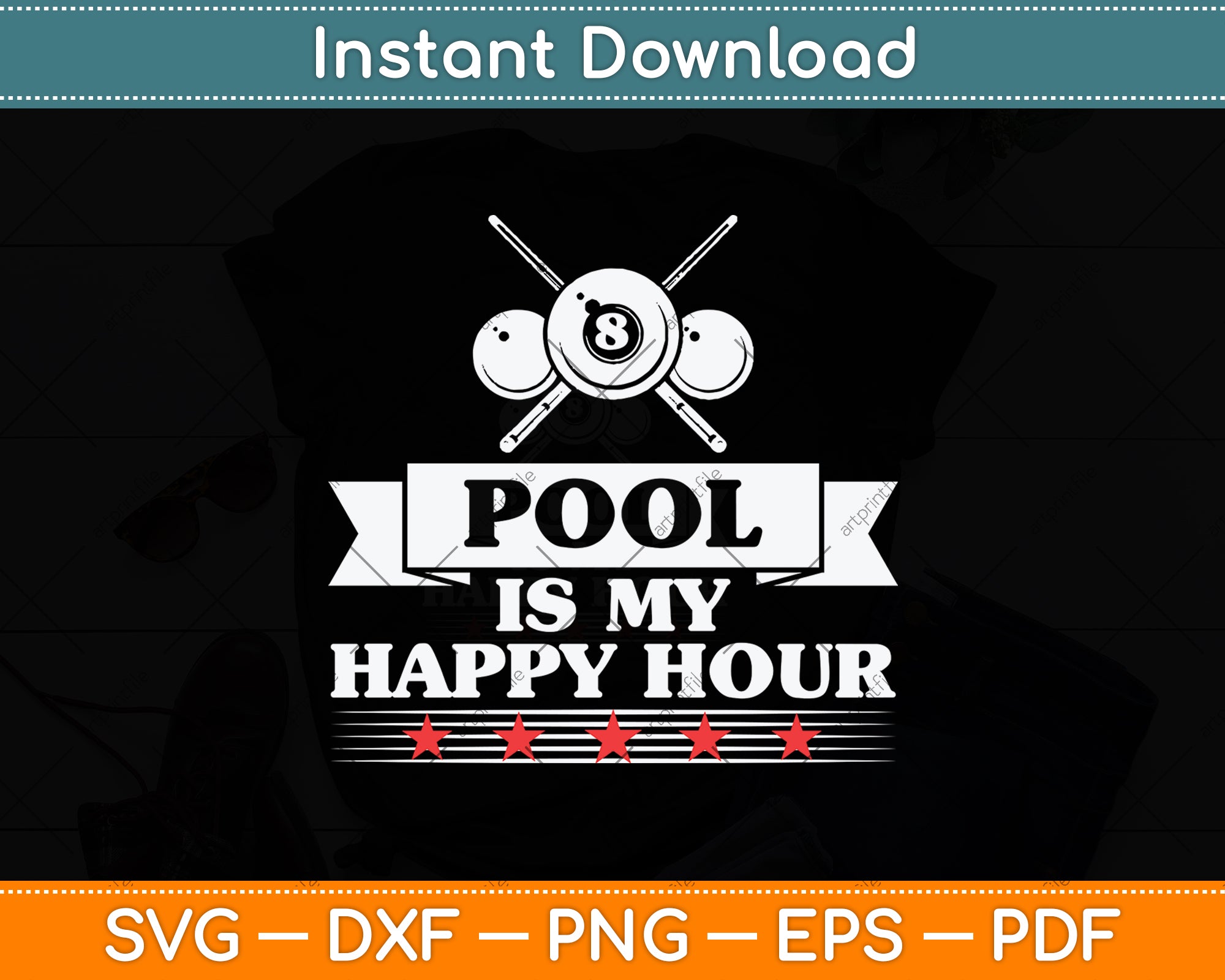 Pool Is My Happy Hour Funny Pool Player Svg Cutting File – artprintfile