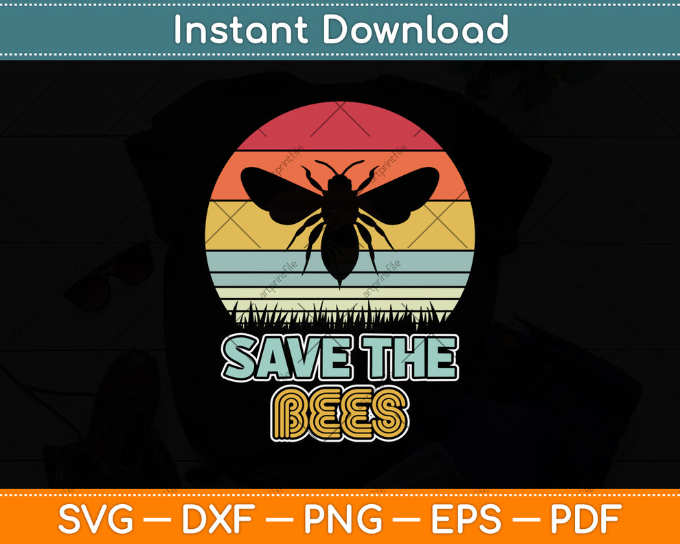 Save The Bees Retro Style Climate Change Svg Cutting File – artprintfile