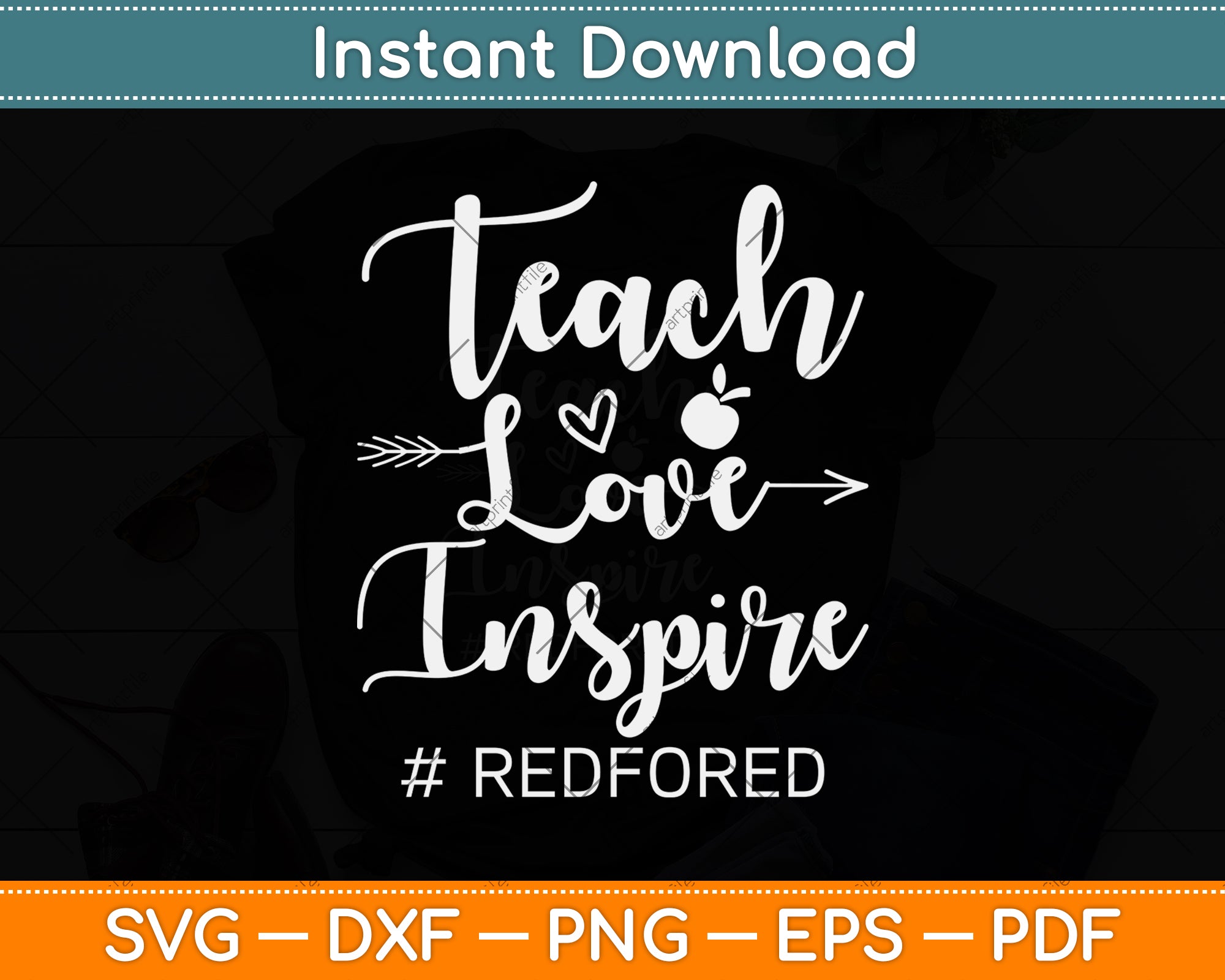 Teach Love Inspire Red For Ed Teacher Supporter Svg Cutting File ...