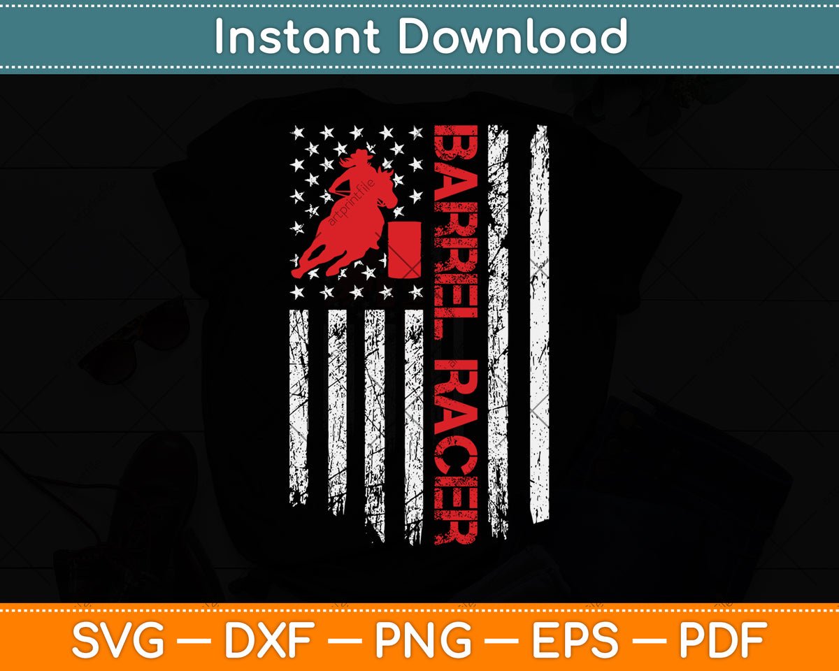 USA Barrel Racer Rodeo American Flag Barrel Racing Svg Cutting File ...