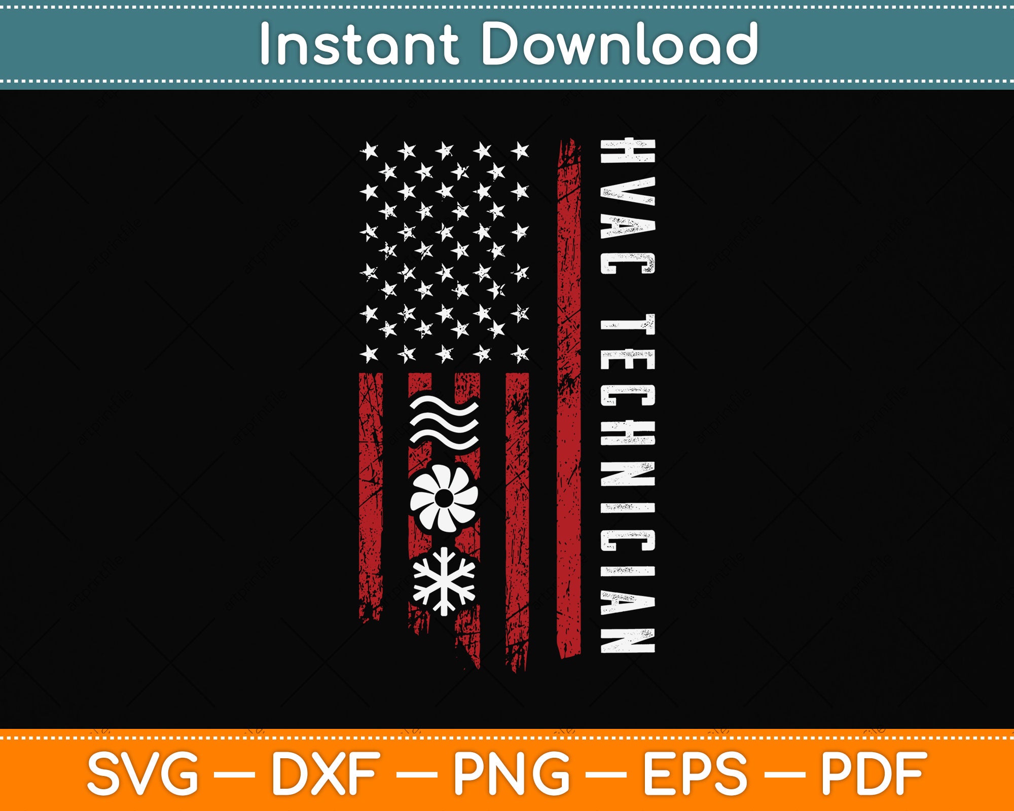 Vintage HVAC Technician USA HVAC Tech American Flag Svg Cutting File ...